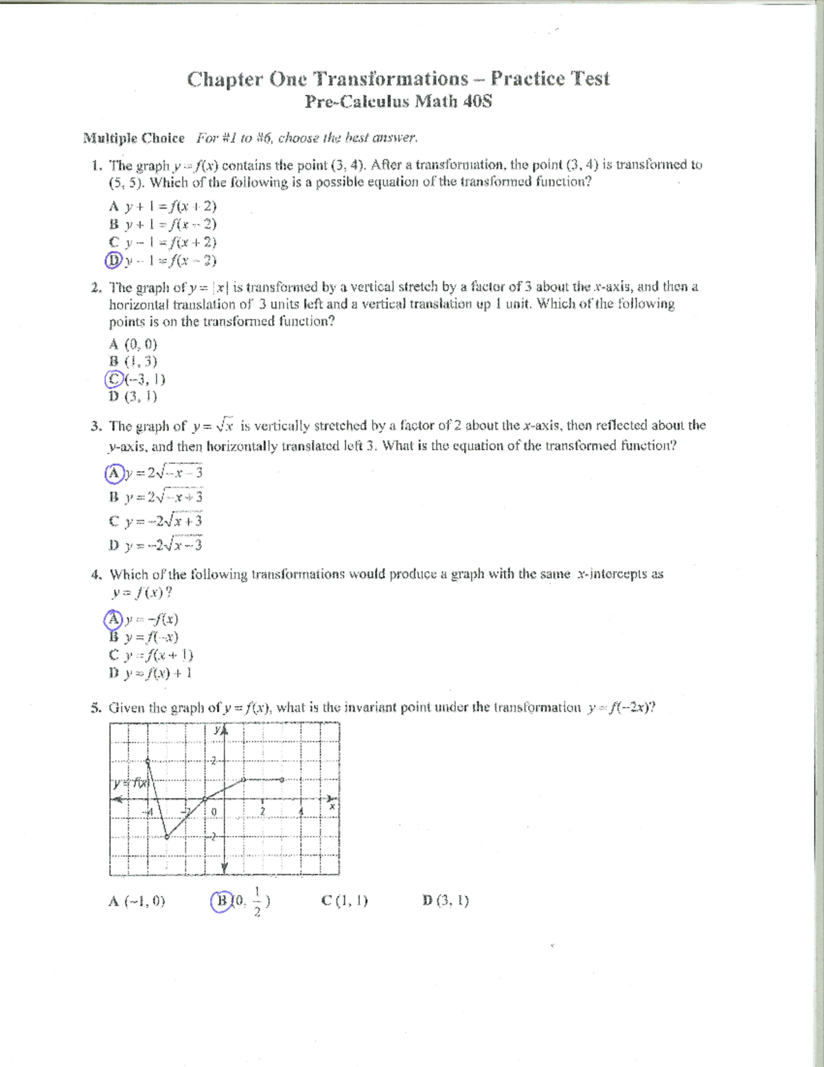 Practice Test Solutions - MATH 310 - Studocu