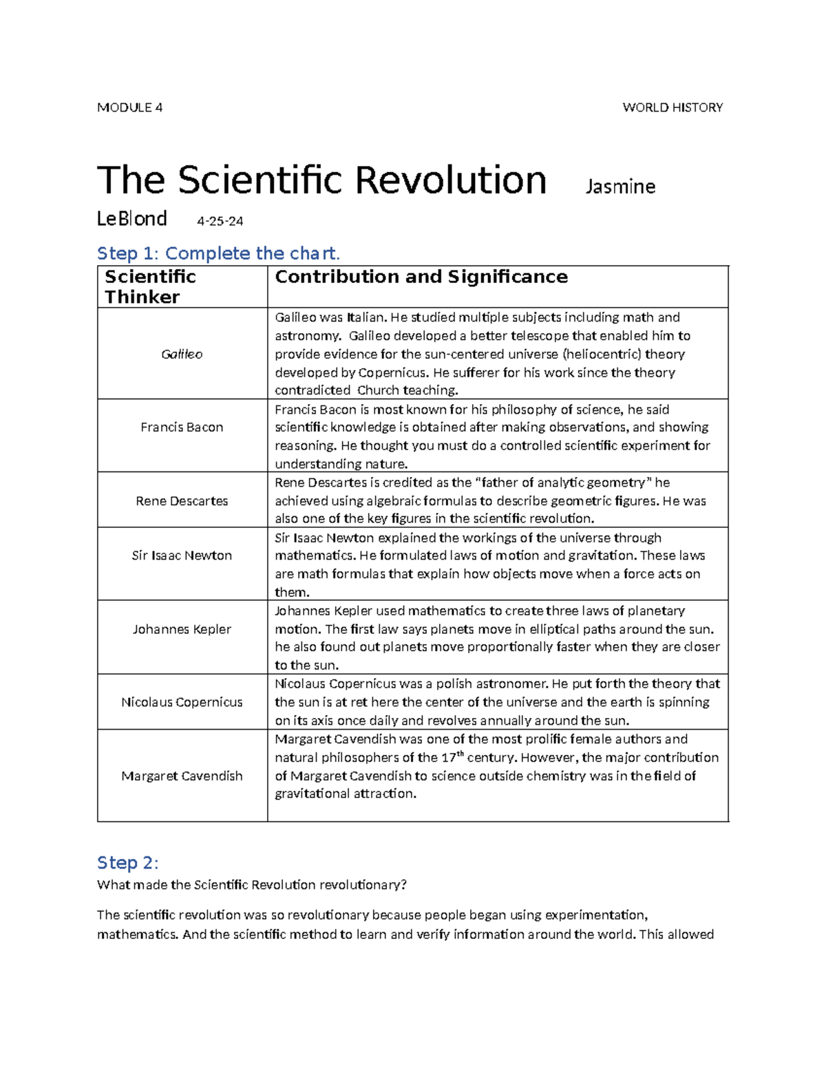The Scientific Revolution- physical science - MODULE 4 WORLD HISTORY ...