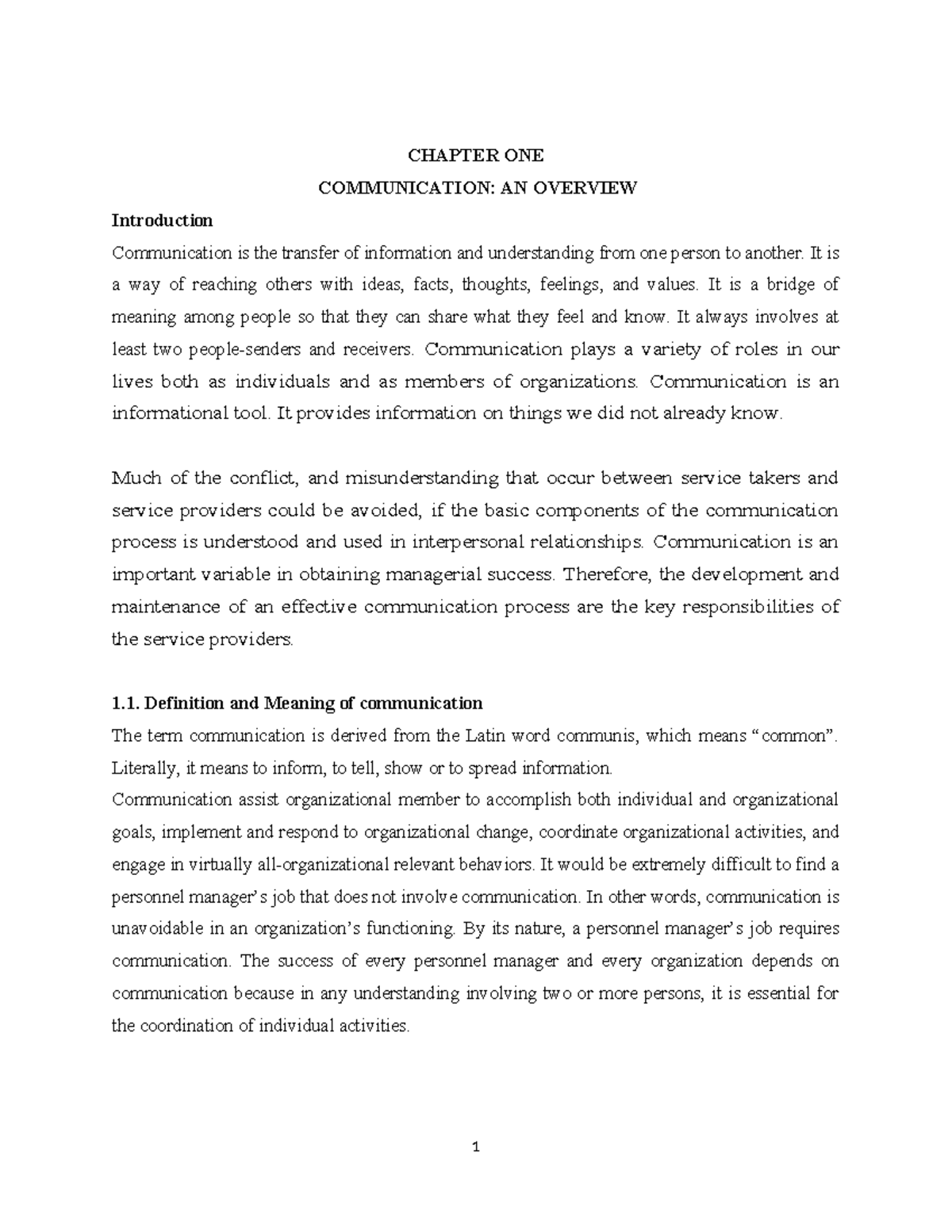641360154-ch-1 - outlined and descriptive - CHAPTER ONE COMMUNICATION ...