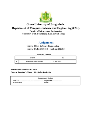 M&M Lab Report - Green University of Bangladesh Department of Computer ...