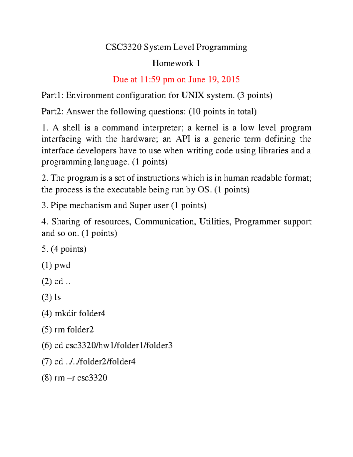 Csc3320 System Level Programming Homework 1 Key 3 Points Part2