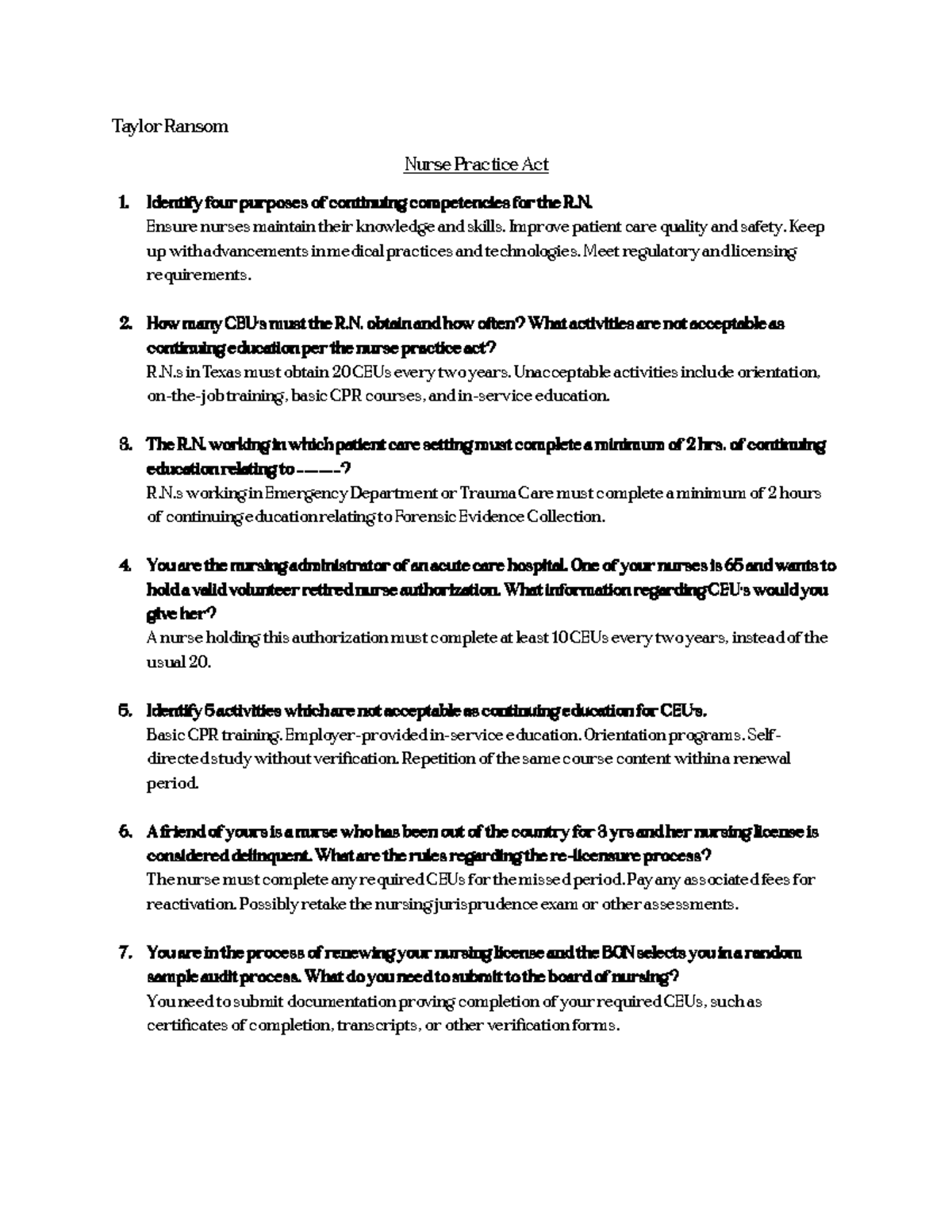 Taylor Ransom NPA - NPA - Taylor Ransom Nurse Practice Act Identify ...
