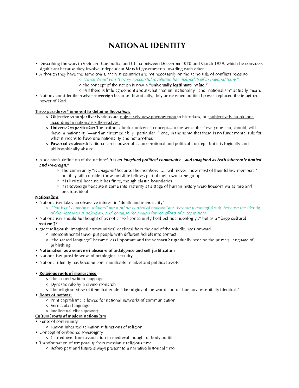 National Identity - NATIONAL IDENTITY Describing the wars in Vietnam ...