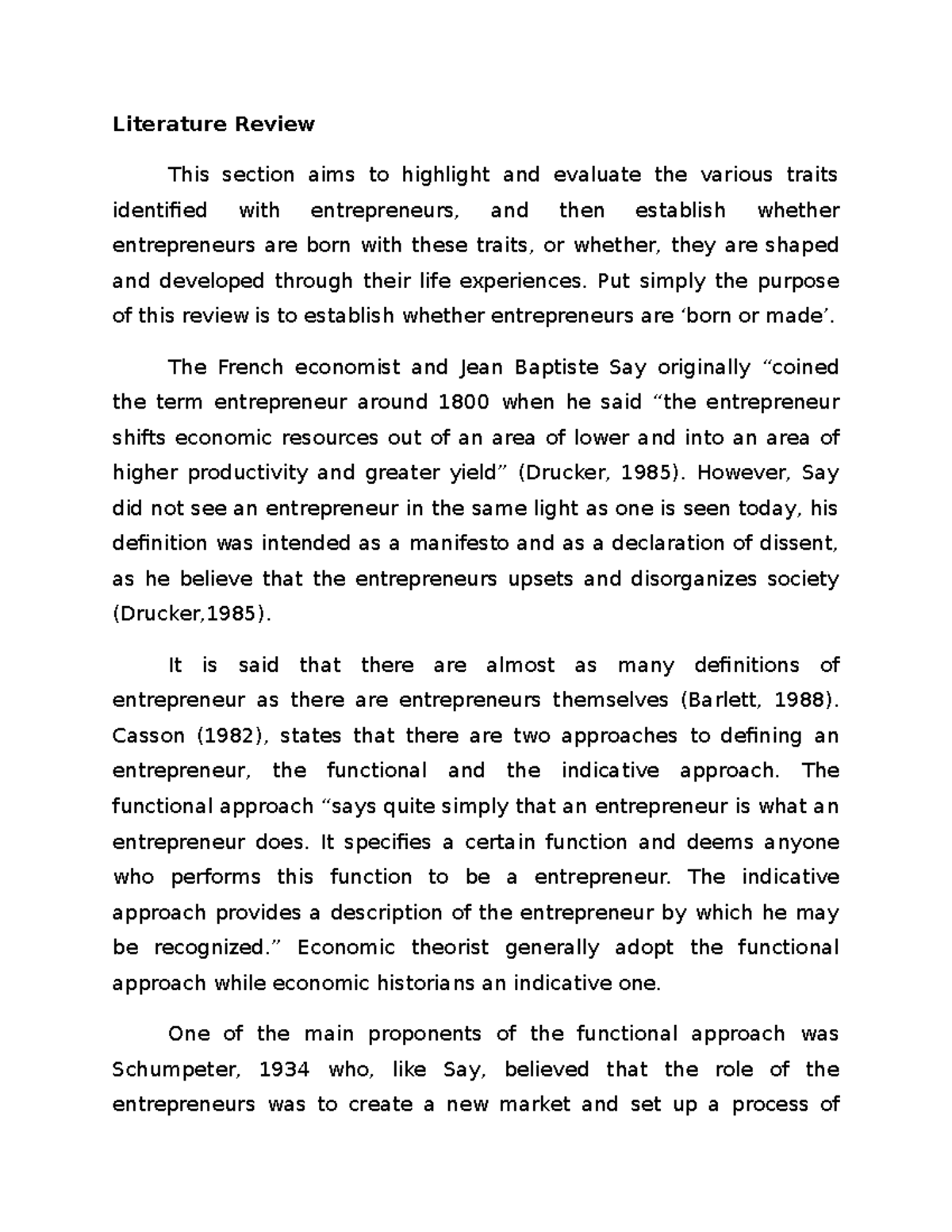 Entrepreneurs-RRL - Rrl - Literature Review This section aims to ...