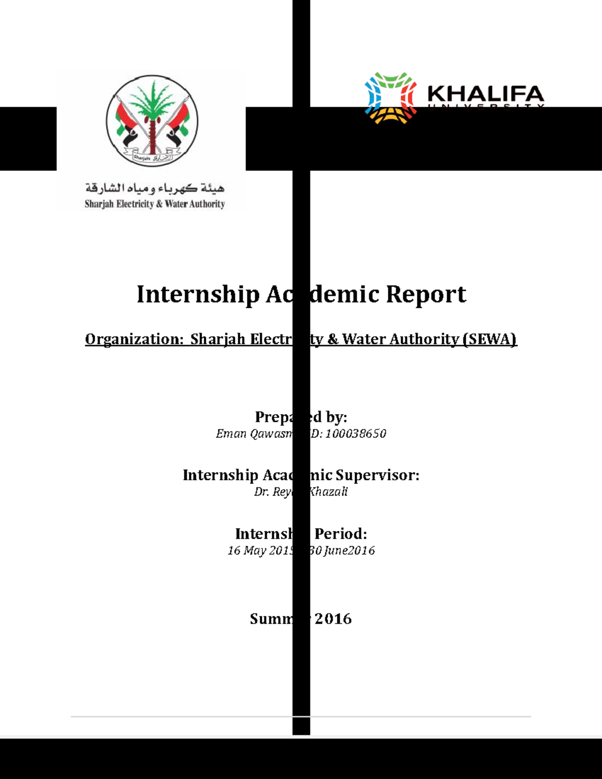 Electrical engineering Internship Academ - Internship Academic Report Organization: Sharjah ...