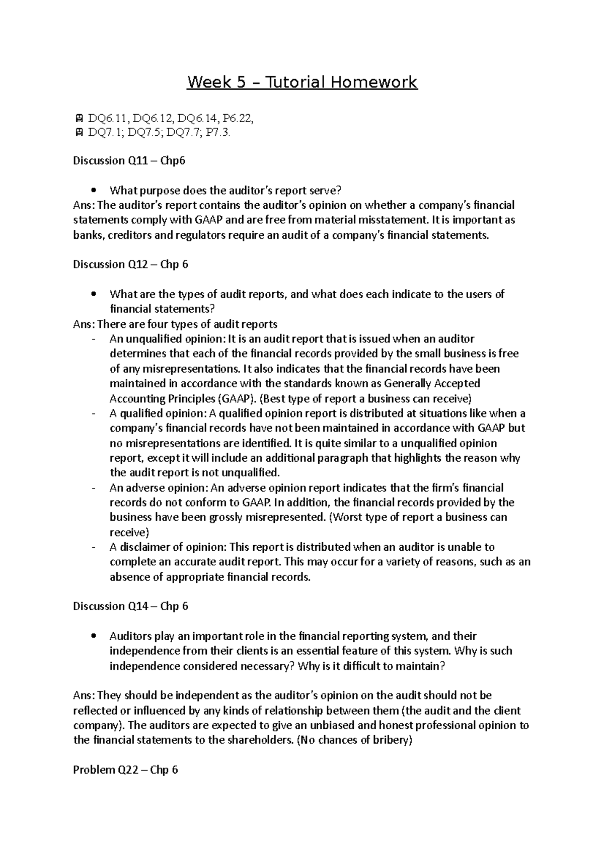 Week 5 - Tutorial Homework - Week 5 – Tutorial Homework DQ6, DQ6, DQ6 ...