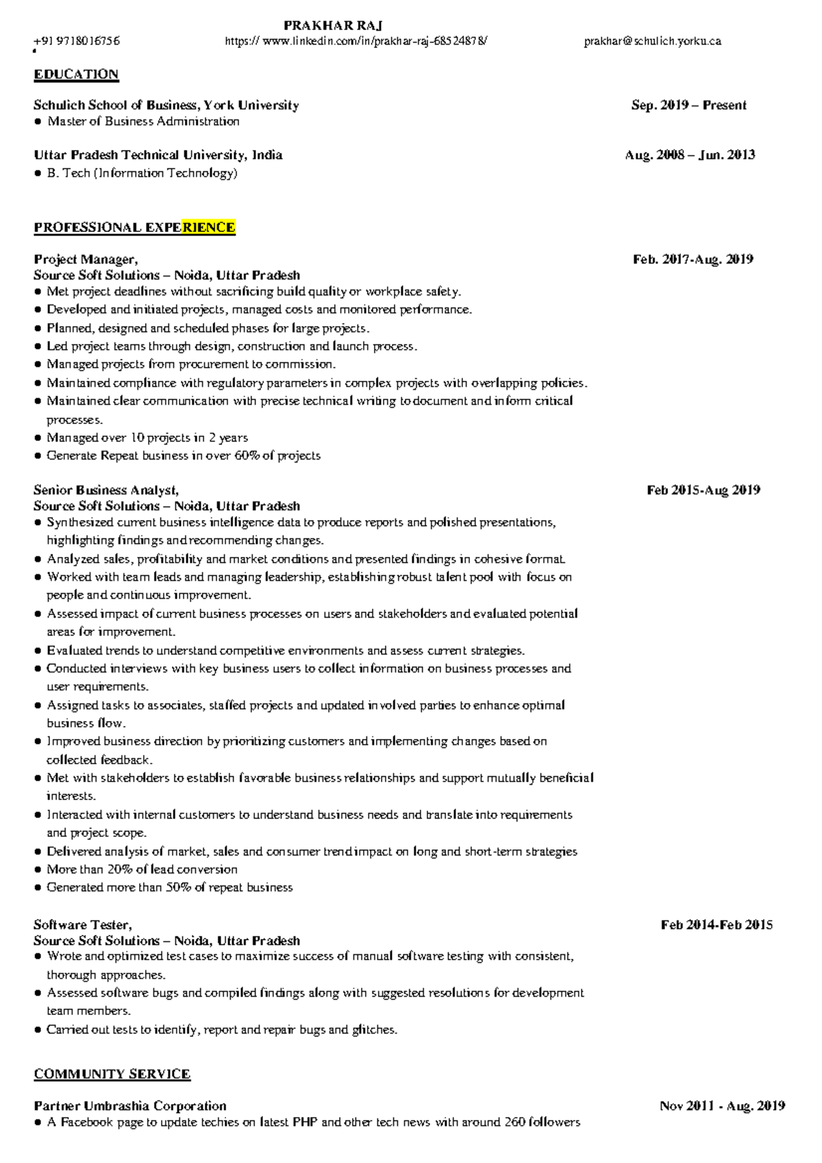 Prakhar Raj TRC Resume - qds - PRAKHAR RAJ +91 9718016756 https ...