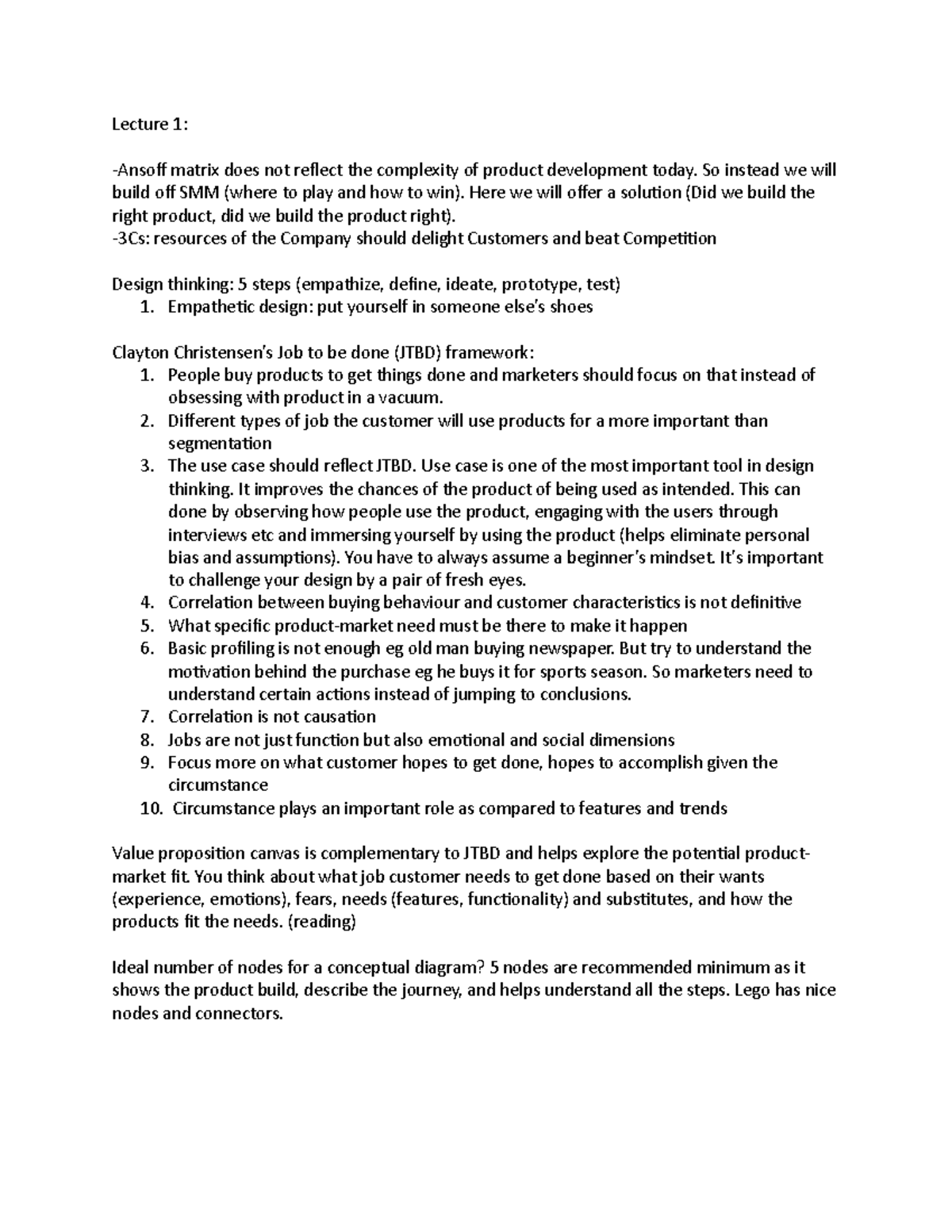 SPM Class notes - Lecture 1: -Ansoff matrix does not reflect the ...