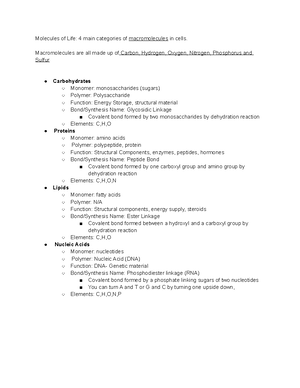 AP Biology Notes - Unit 1, Fundamentals and Biochemistry - UNIT 1 ...