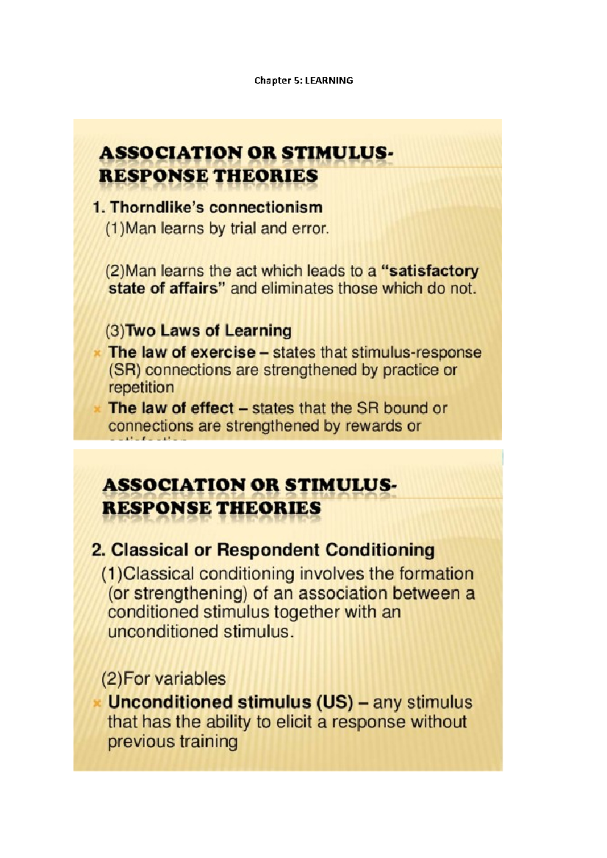 Chapter 5 - Learning - Lecture notes 1-6 - Chapter 5: LEARNING The ... Chapter 5 - Learning - Lecture notes 1-6 - Chapter 5: LEARNING The ...