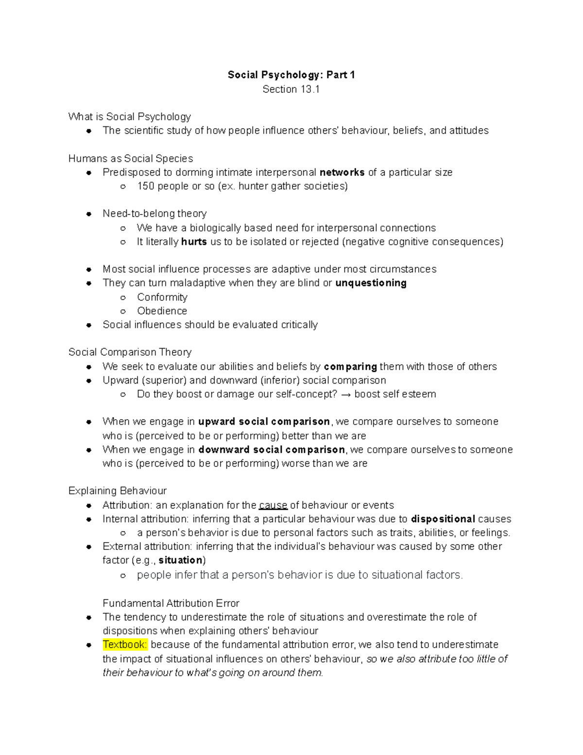 PSY 202 - Lecture Content - Social Psychology: Part 1 Section 13. What ...