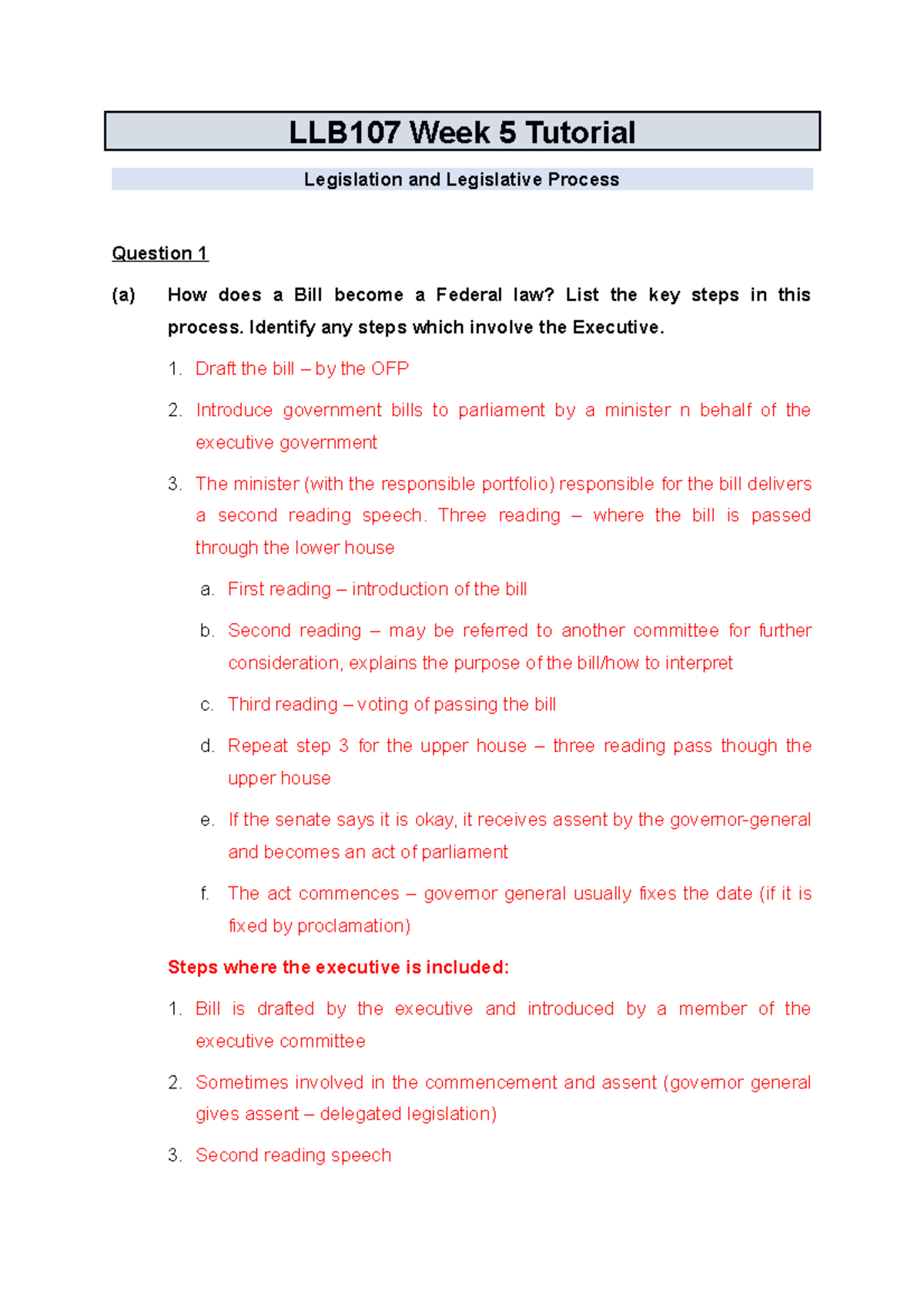 Week 5 - Tutorial 3 - LLB107 - QUT - Studocu