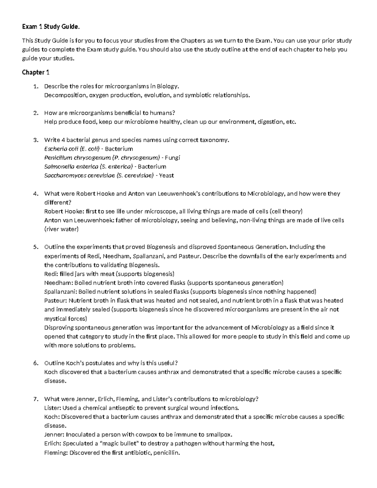 Unit 1 Exam Study Guide - Exam 1 Study Guide. This Study Guide is for ...