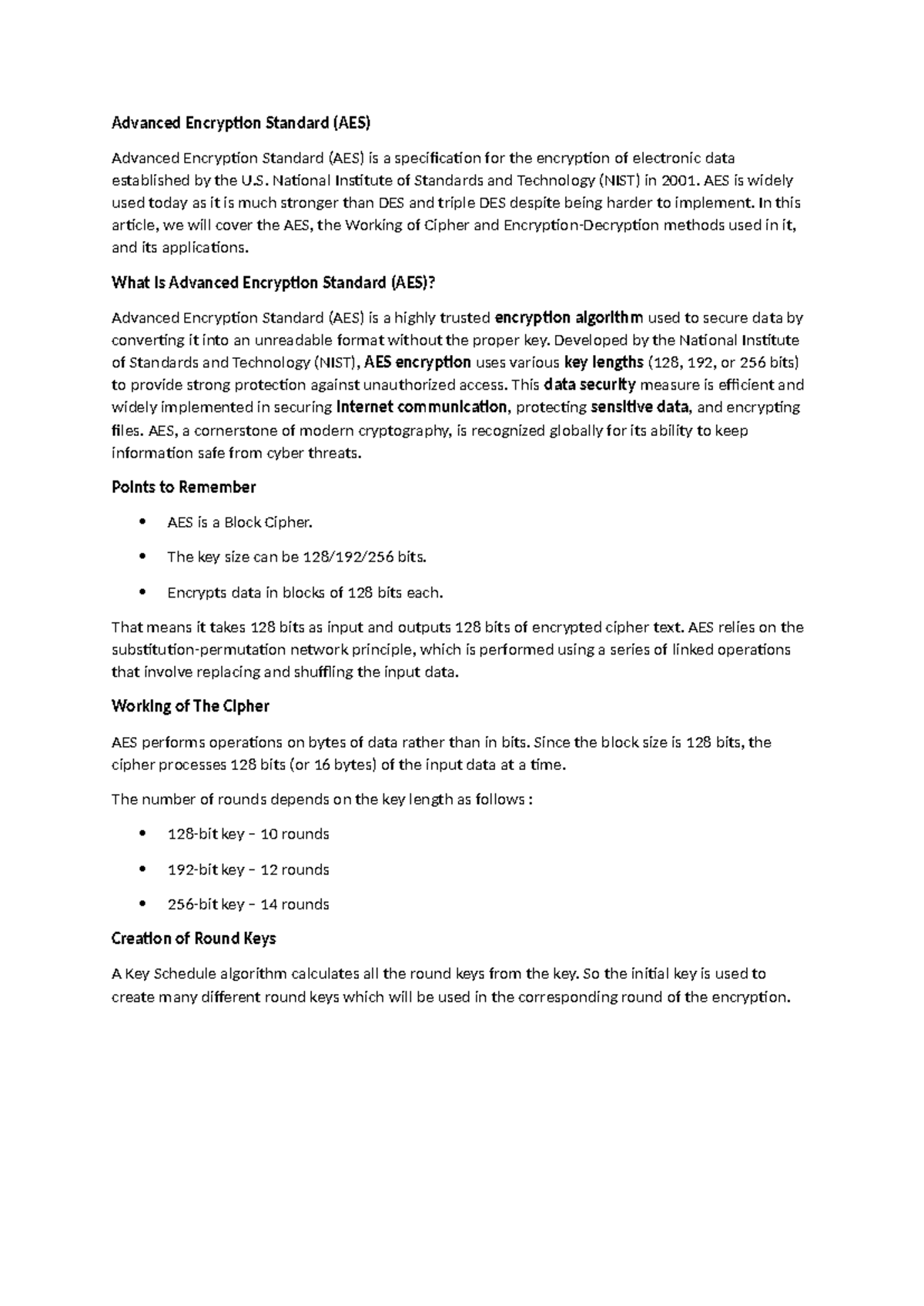 Net sec - dfbh - Advanced Encryption Standard (AES) Advanced Encryption Standard (AES) is a ...