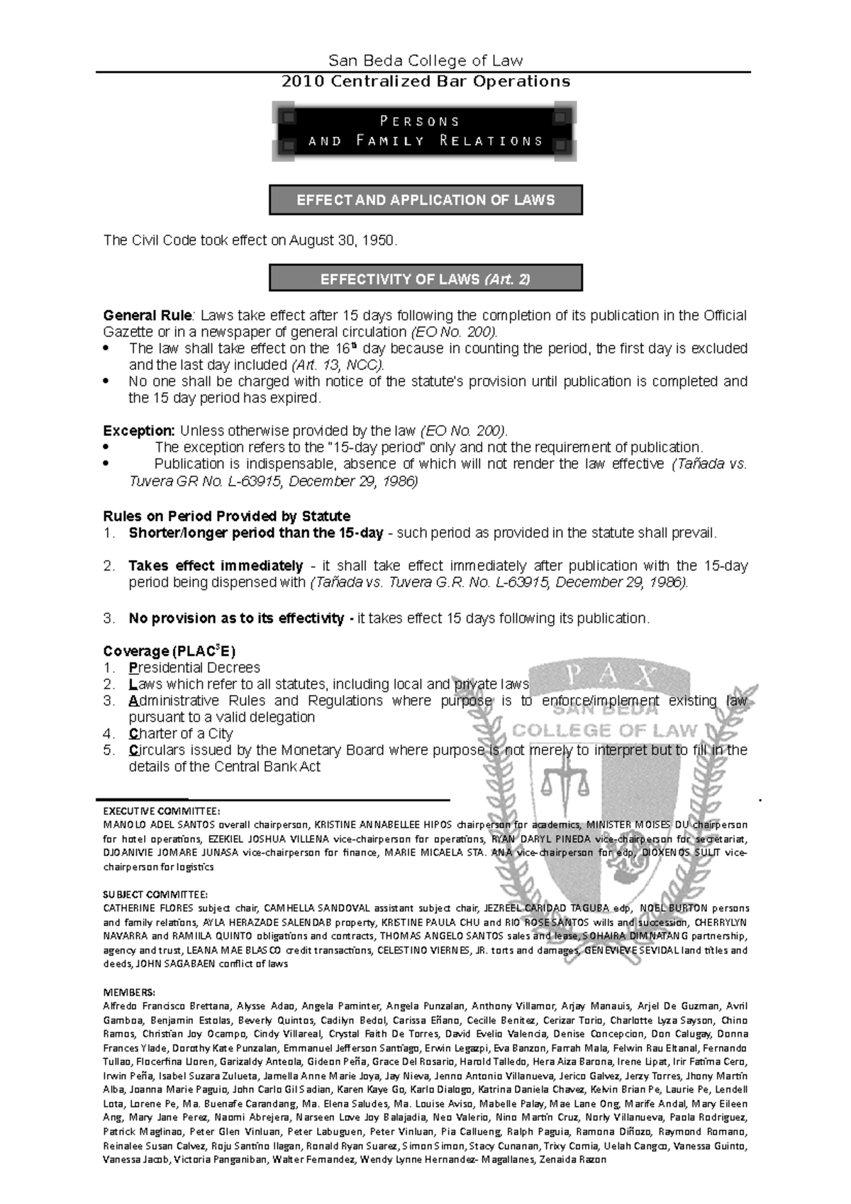 SAN BEDA Centralized BAR OPS - PFR - San Beda College of Law 2010 ...