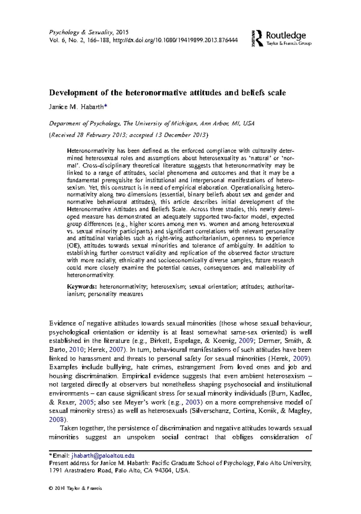Heteronormative belief scale - Development of the heteronormative ...