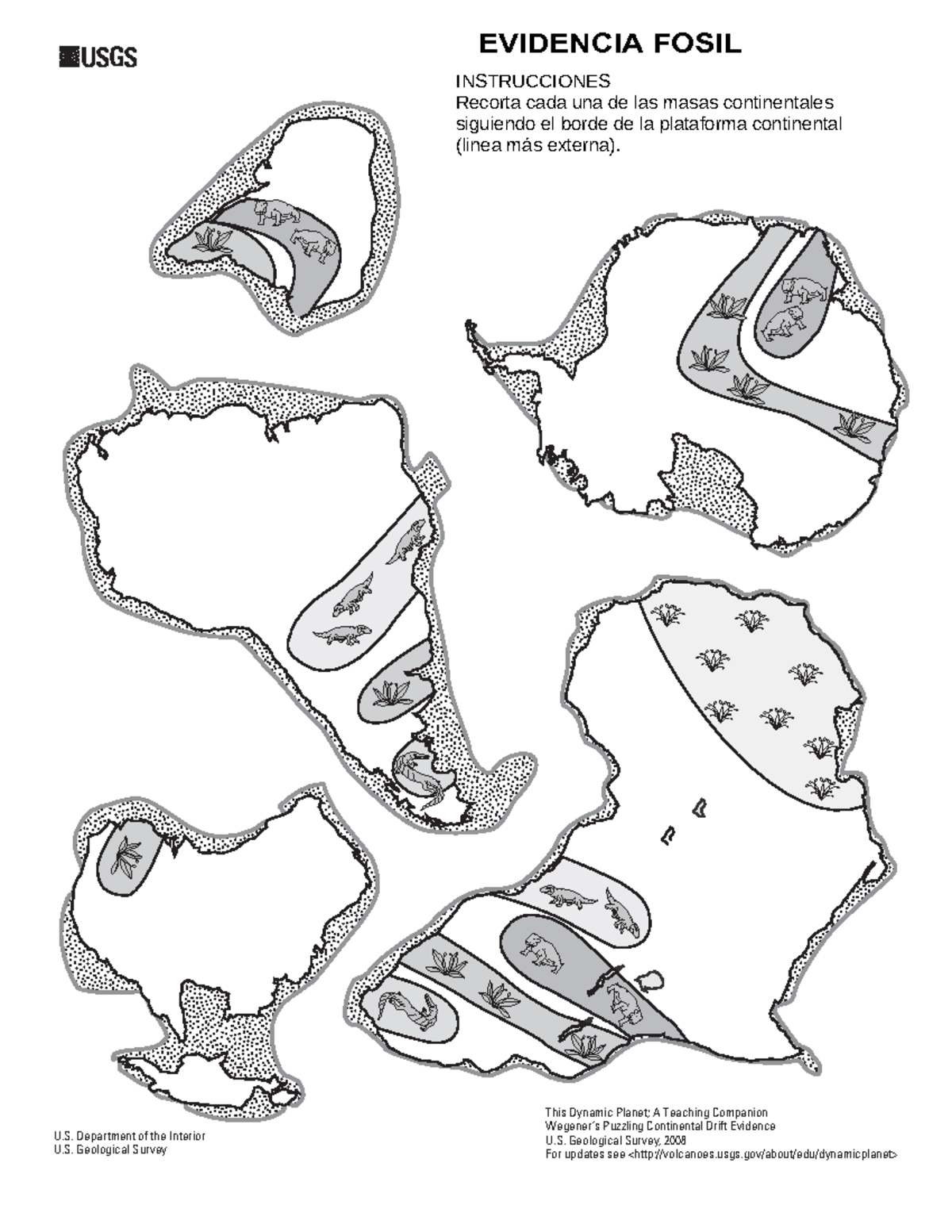 Rompecabezas-Wegener - DIRECTIONS: Cut out each of the continental land ...