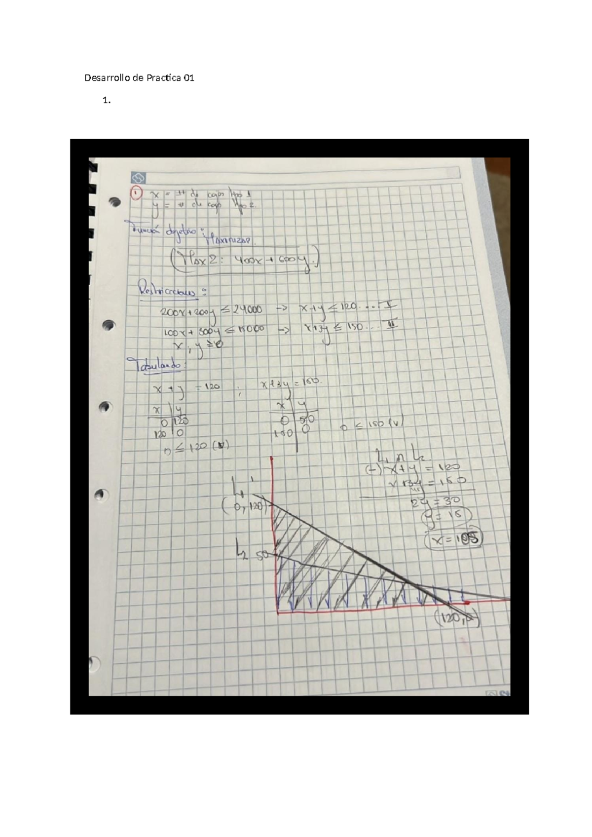 Desarrollo de Practica 01 investigacion operativa - X H to agion thoo 1 ...