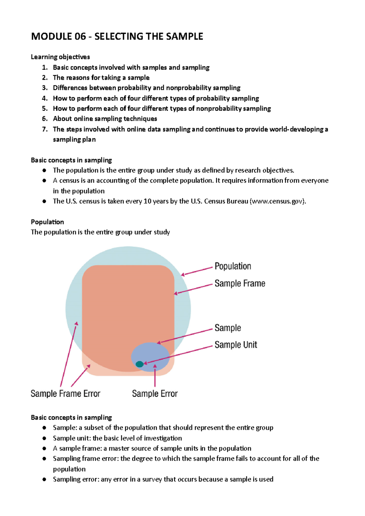 Module 06 - Selecting THE Sample - MODULE 06 - SELECTING THE SAMPLE ...