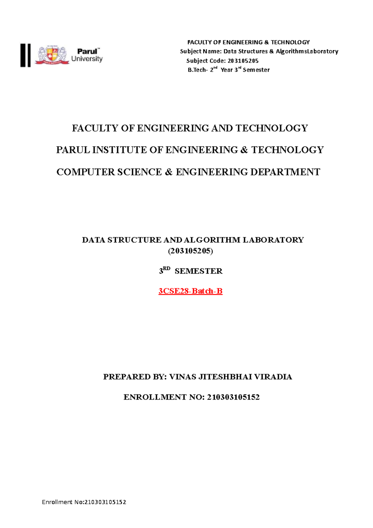 210303105152 - dsa practicles - Subject Name: Data Structures ...