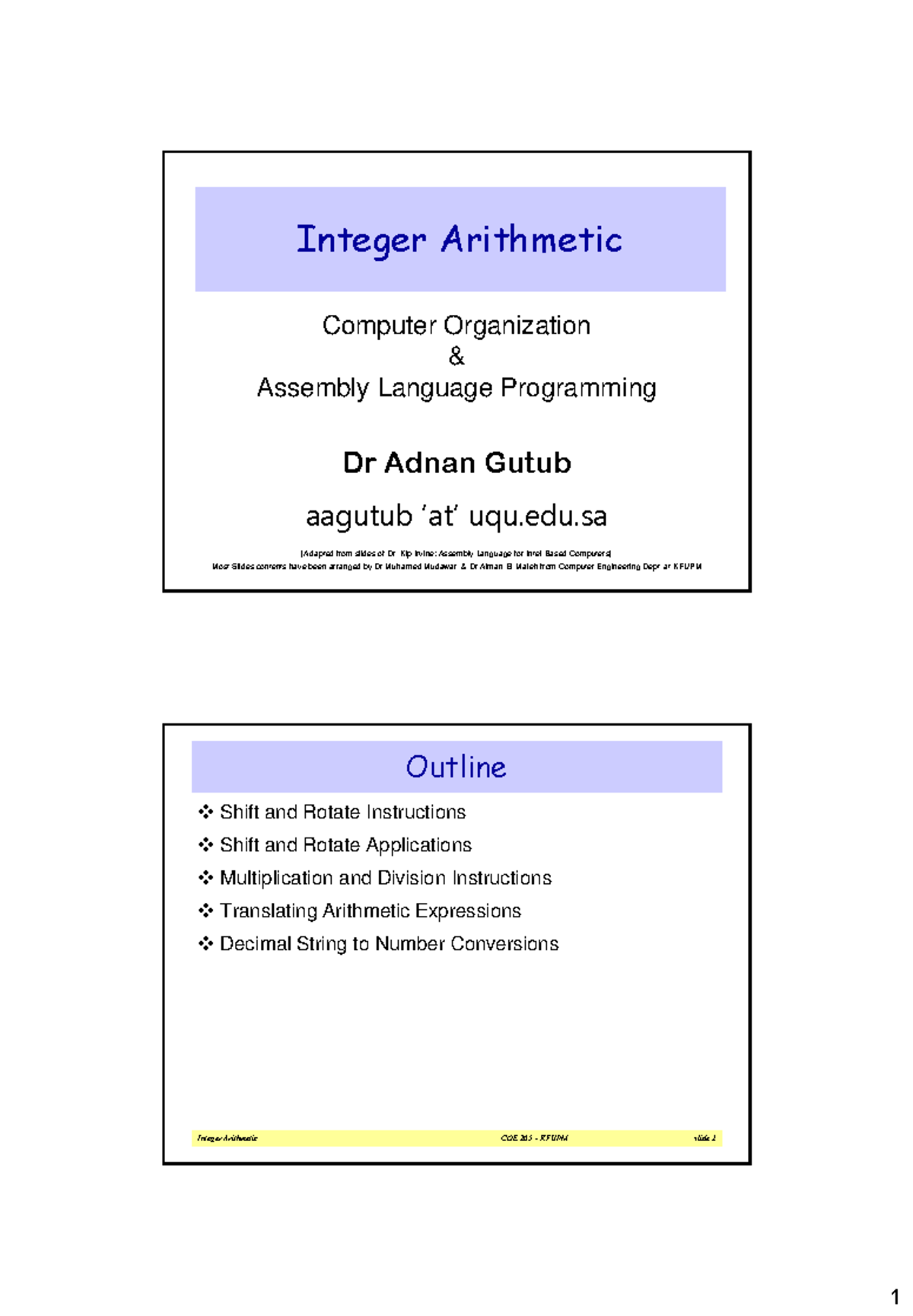 Chapter-7-P4 - Thầy Đoan - Integer Arithmetic Computer Organization & Assembly Language - Studocu