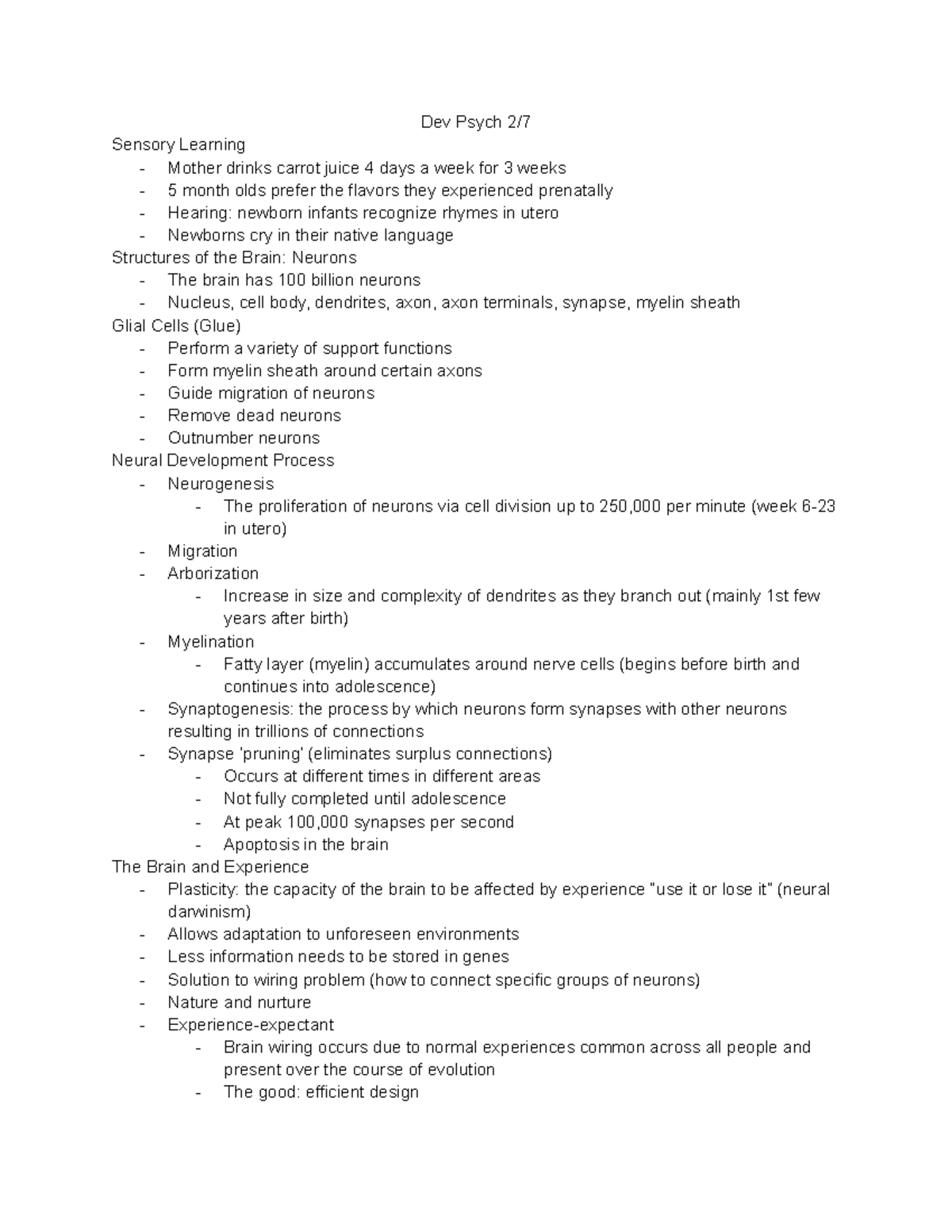 Developmental Psych 2/7 - Dev Psych 2/ Sensory Learning Mother drinks ...