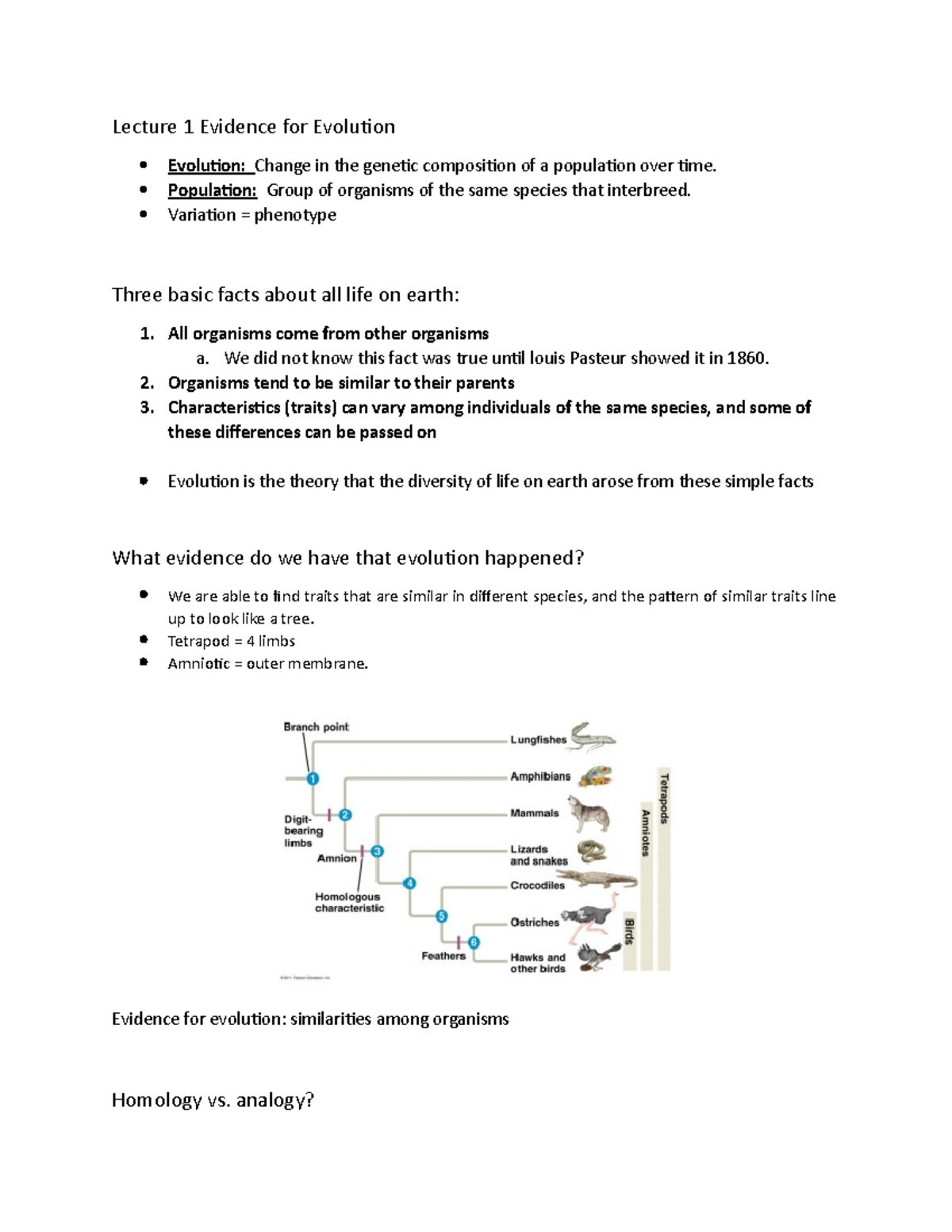 1 Evidence for evolution - Lecture 1 Evidence for Evolution Evolution ...