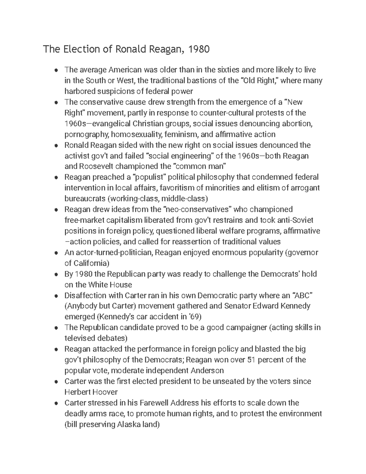 Chapter 41 The Resurgence of Conservatism, 1980-2000 - The Election of ...