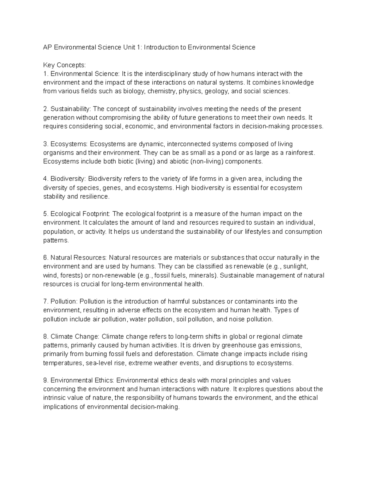 APES 1 - Brief overview of topics covered in AP Environmental Science ...