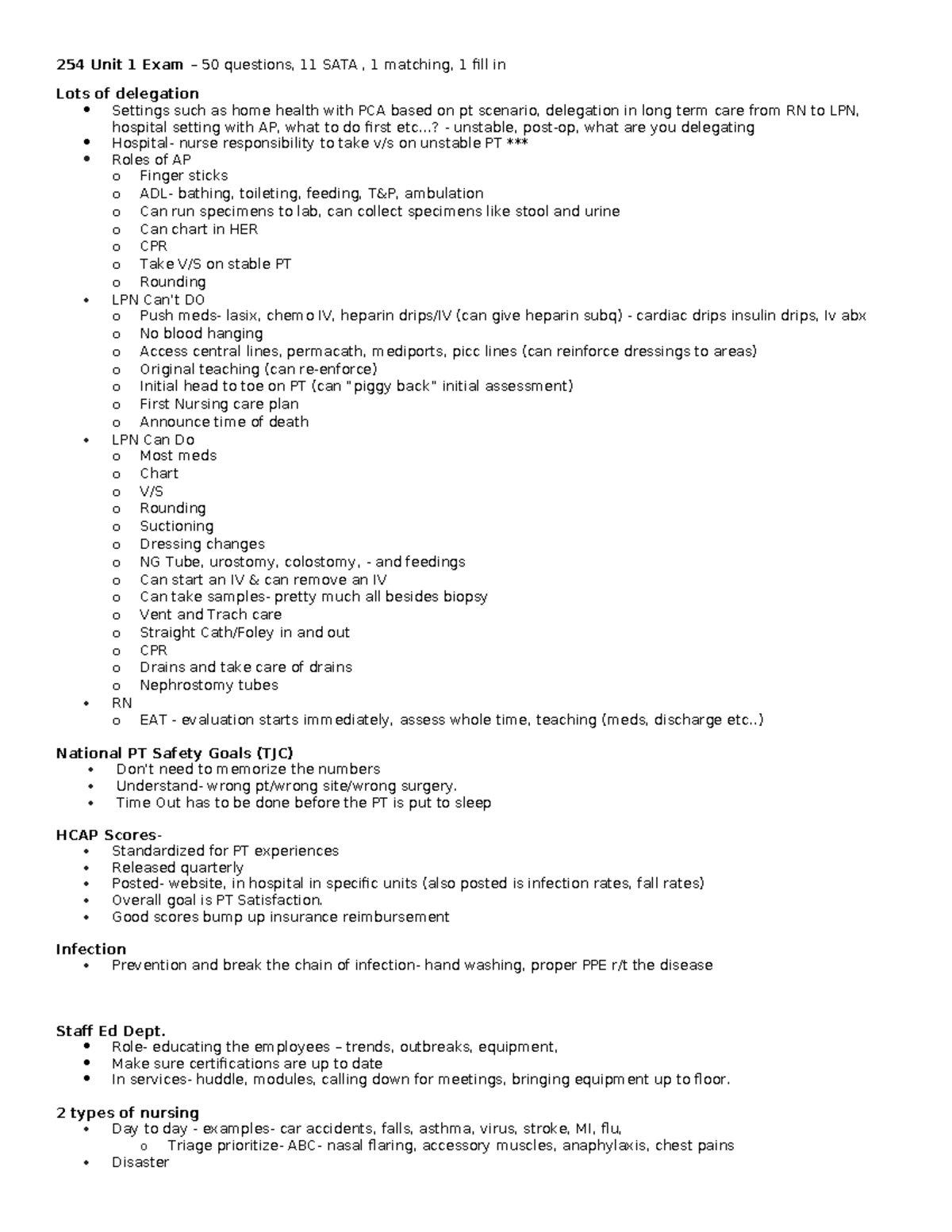 254 Unit Midterm Exam Review - 254 Unit 1 Exam – 50 questions, 11 SATA ...