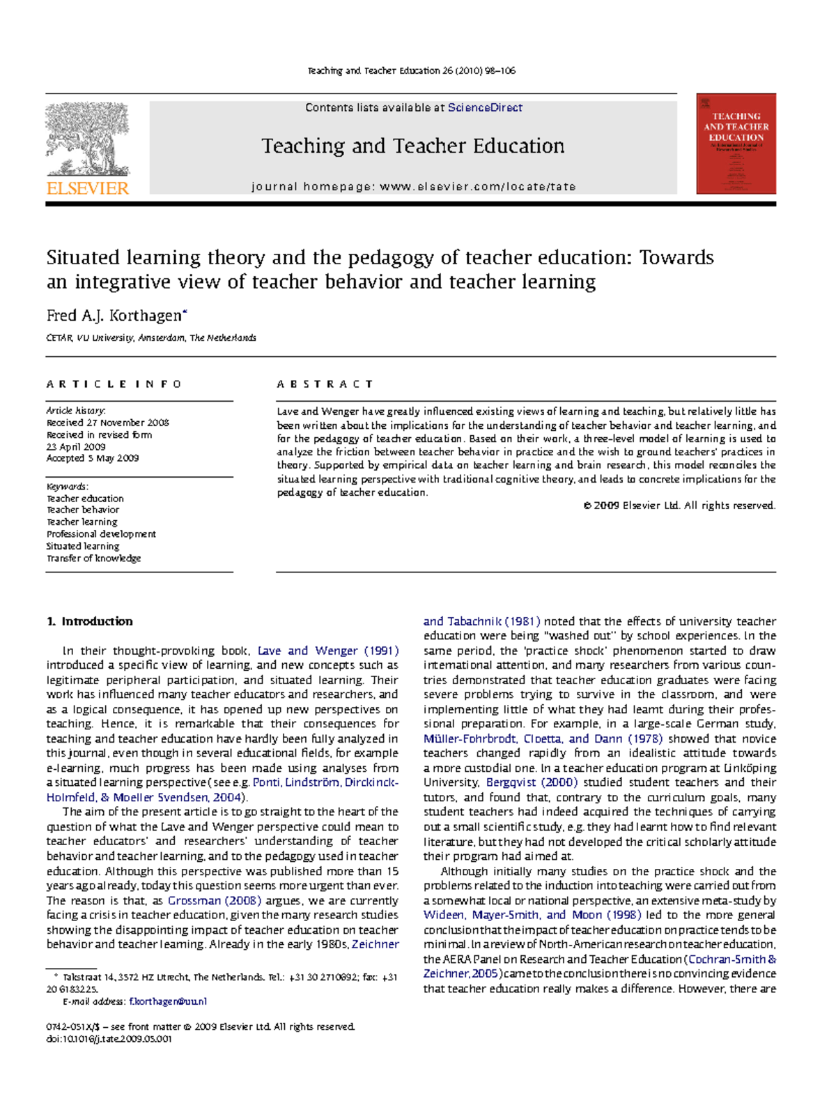 4 5974387693004524795 - Situated learning theory and the pedagogy of ...