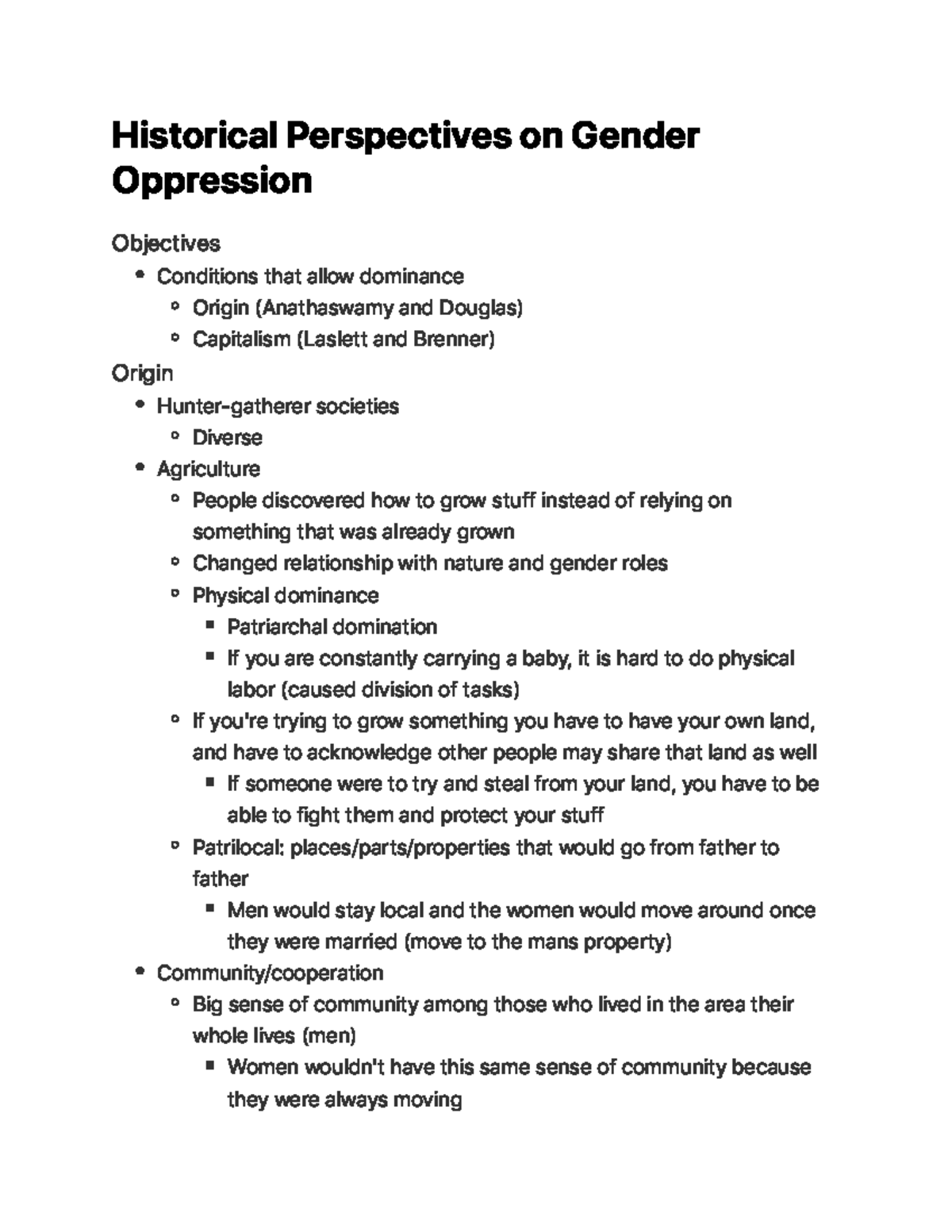 Historical Perspectives on Gender Oppression - H i s to r i c a l Pe r ...