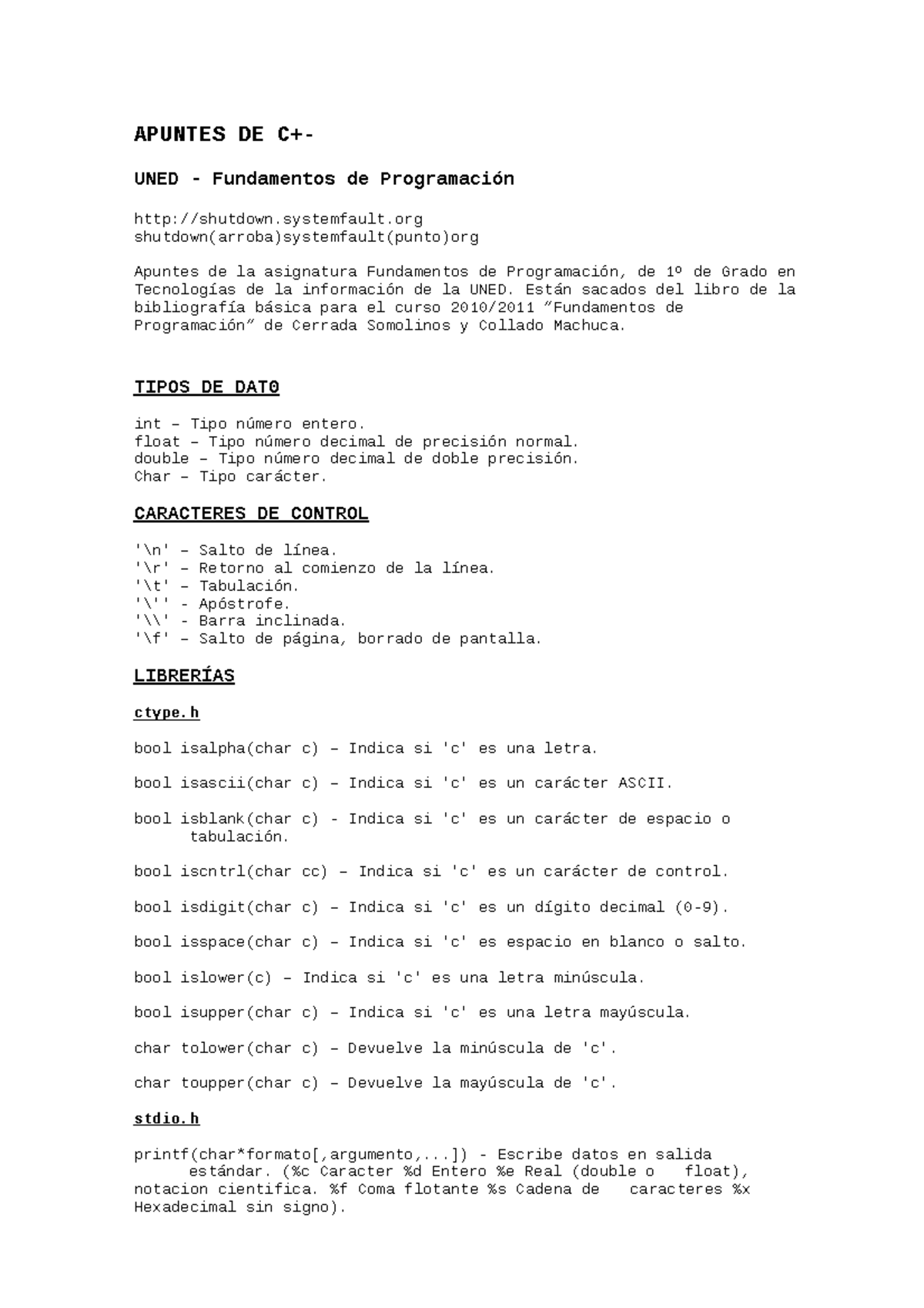 Apuntes de C+- Fundamentos de programación (apuntrix - APUNTES DE C+ ...