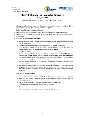 Assignment 09 - CG exercise - Dr. Jan Möbius , Patrick Schmidt, Moritz Ibing Basic Techniques in ...