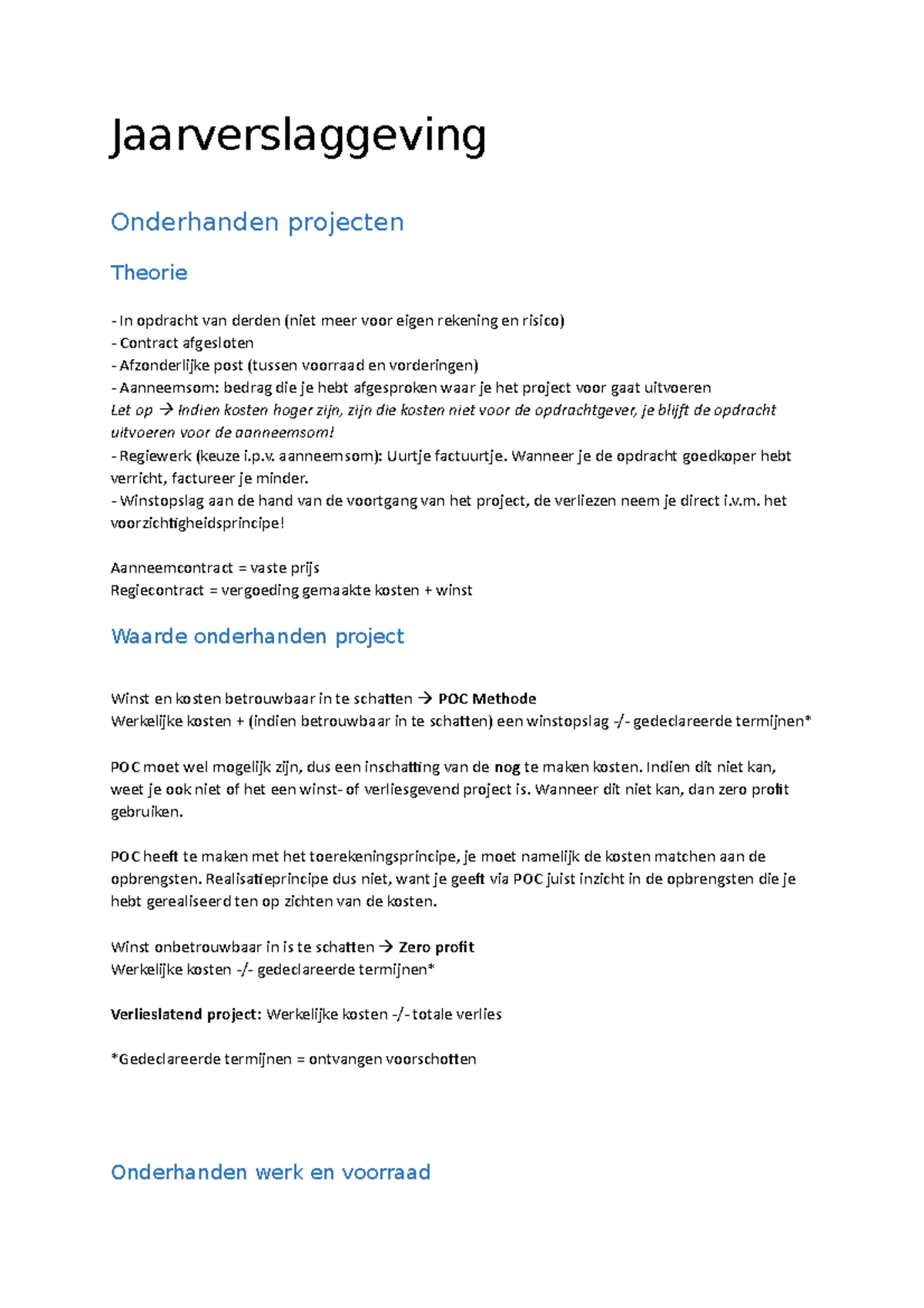 Tentamen stukproductie eigen uitwerking - Jaarverslaggeving Onderhanden ...