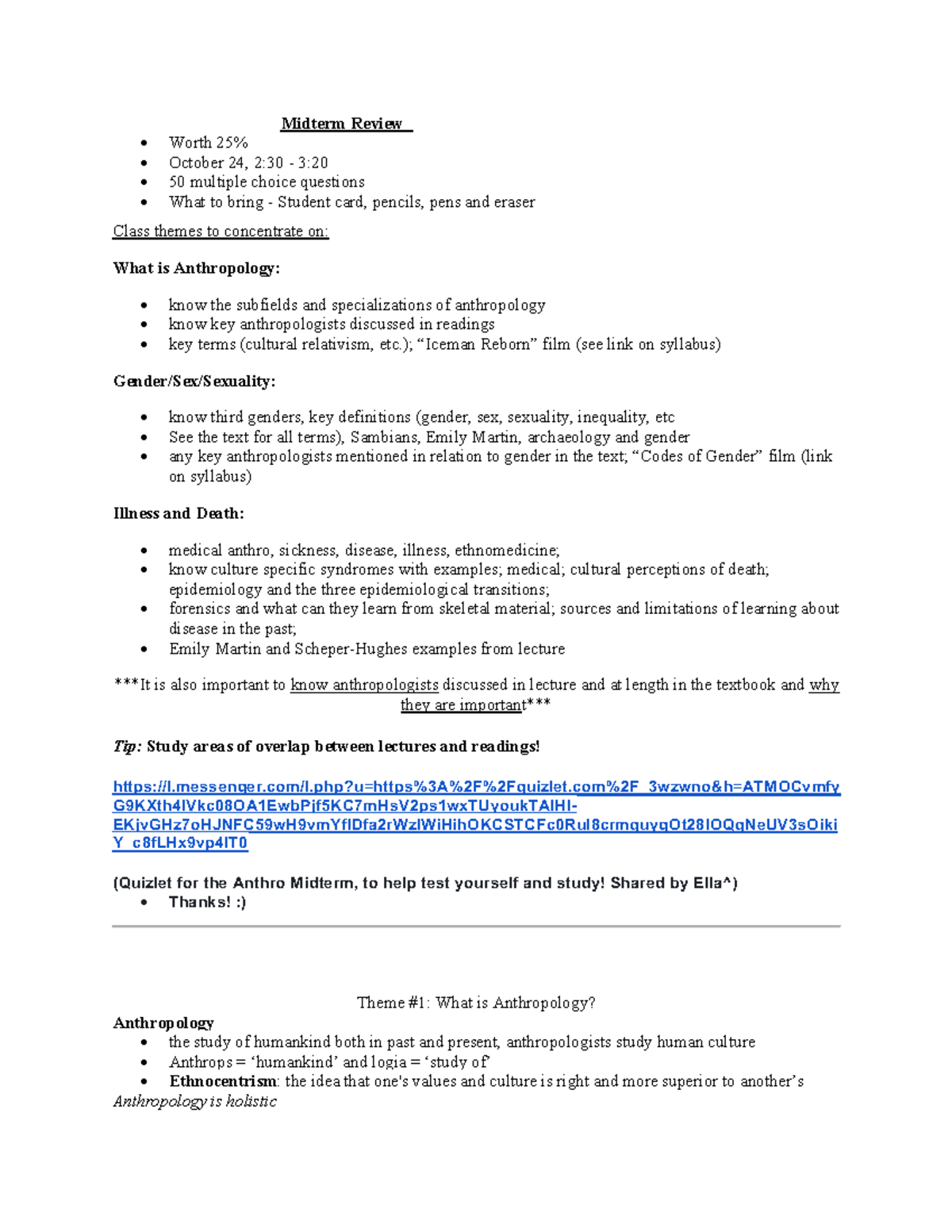 Study guide - Midterm Review Worth 25% October 24, 2:30 - 3: 50 ...