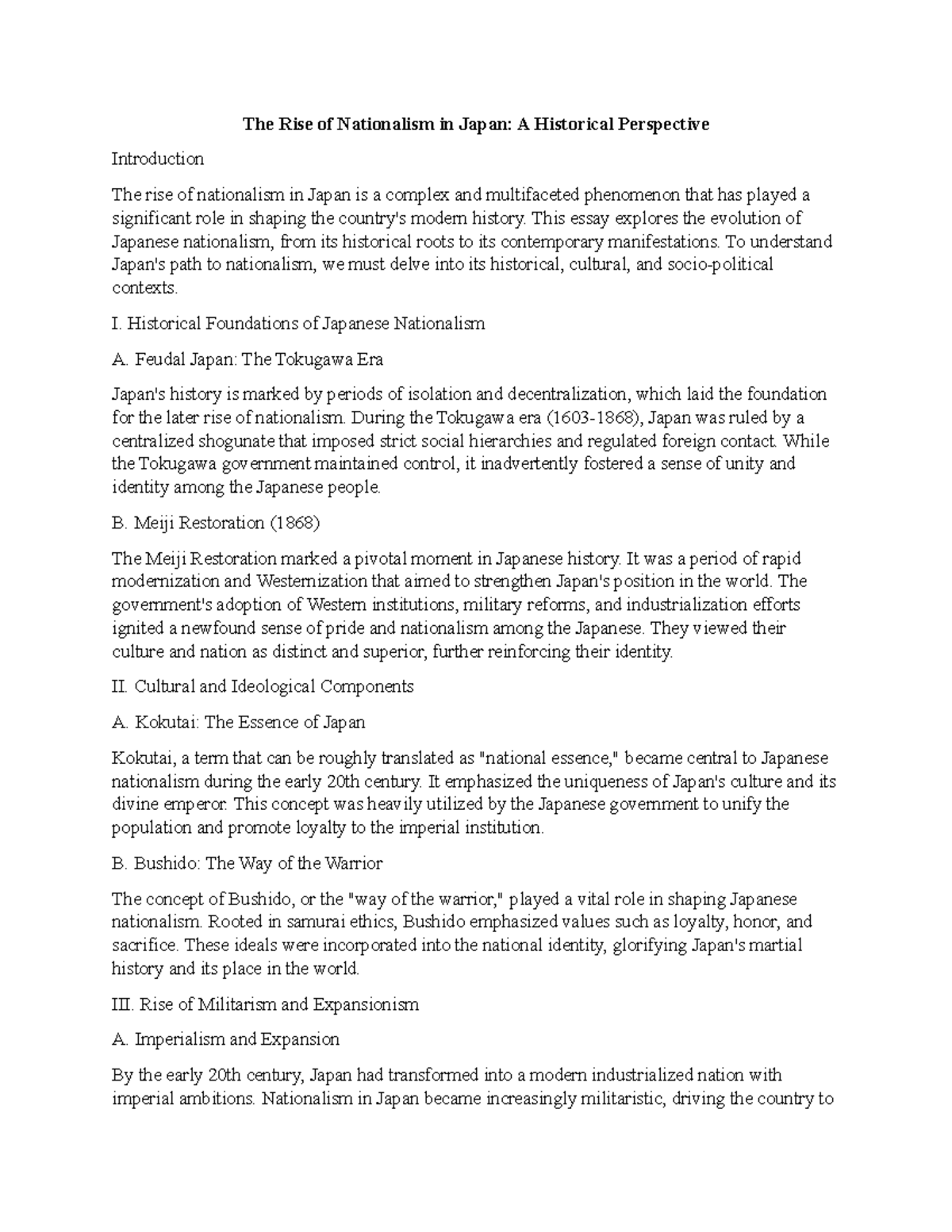 The Rise of Nationalism in Japan - This essay explores the evolution of ...