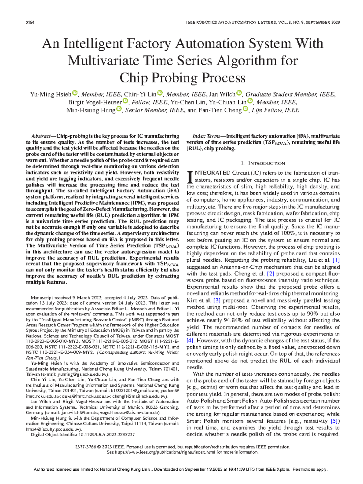 An Intelligent Factory Automation System With Multivariate Time Series ...