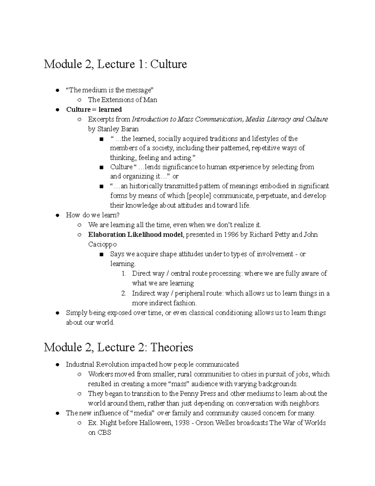 MCO 120 Module 2 Lecture Notes - Culture, Theories, and Definitions ...