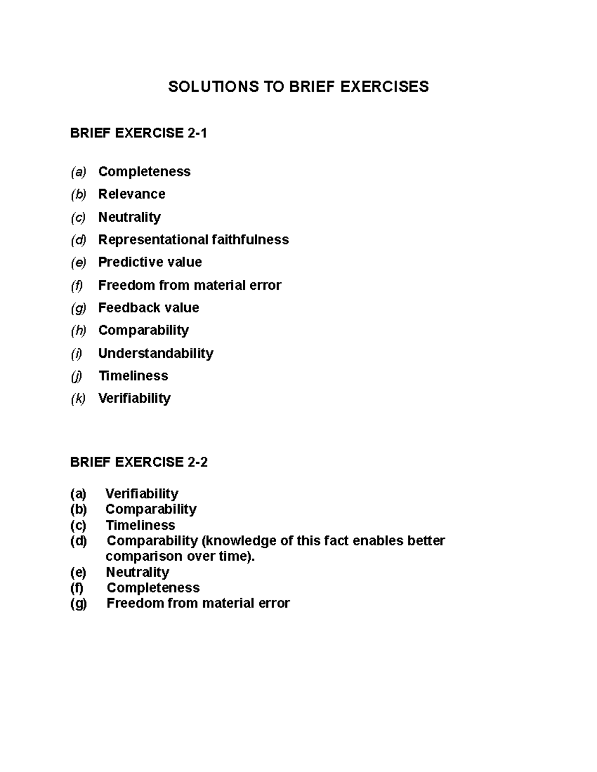 Solutions to chapter 2 - SOLUTIONS TO BRIEF EXERCISES BRIEF EXERCISE 2 ...