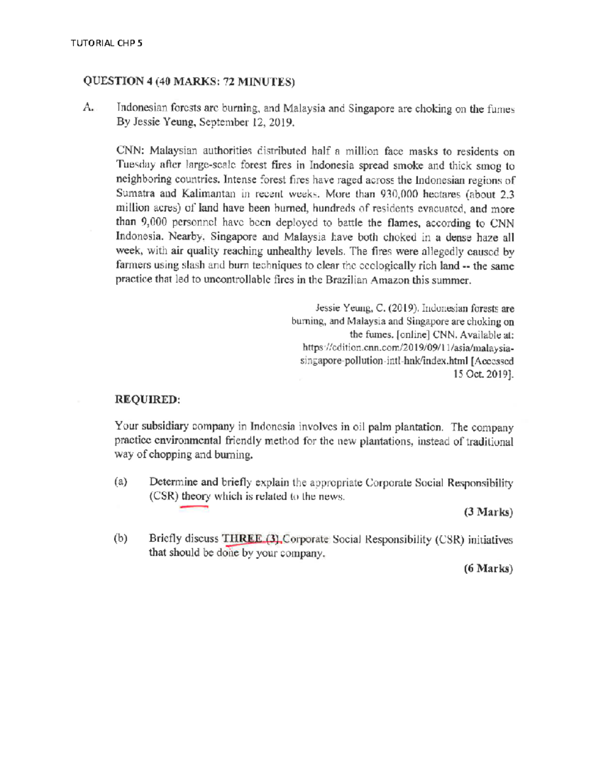 Tutorial 5 A - TUTORIAL CHP TUTORIAL CHP 5 QUESTION 4 (20 MARKS: 36 ...