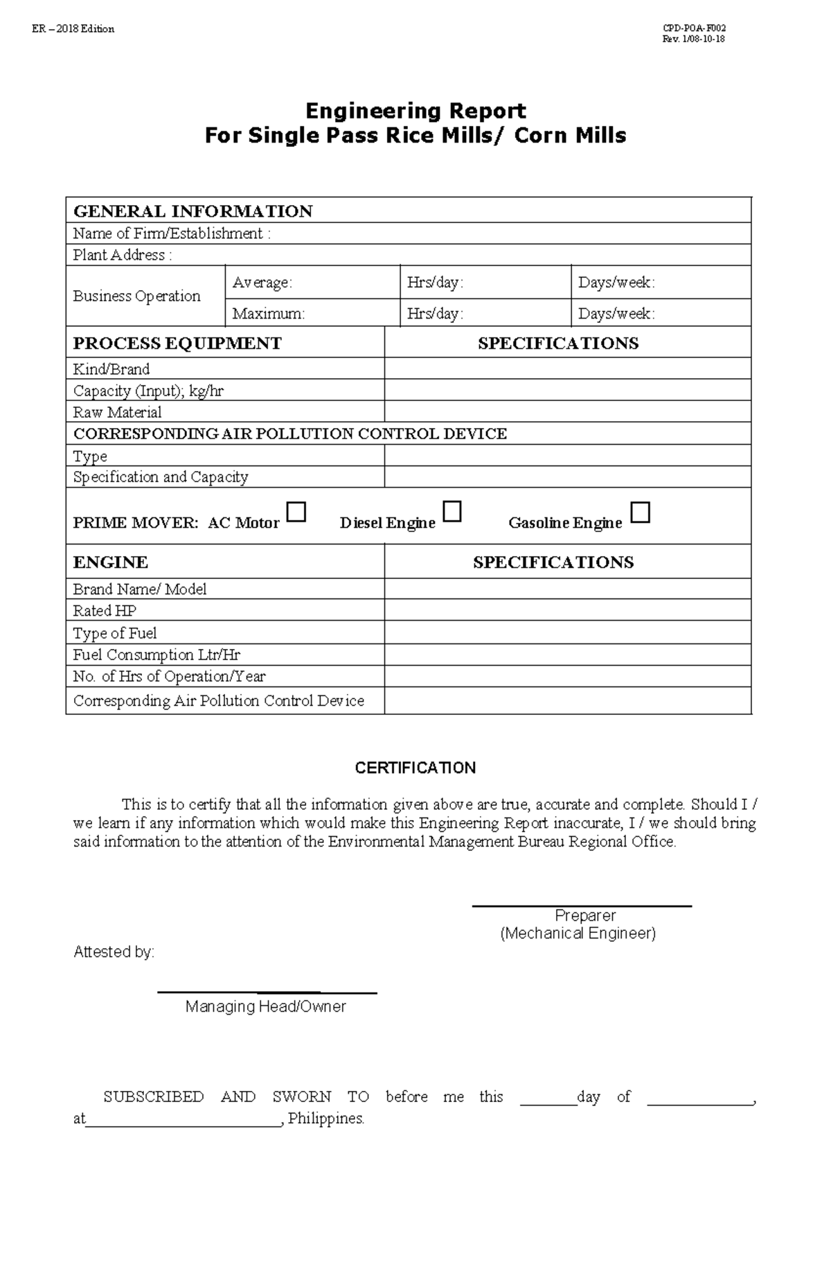 2018 Engineers Report for Ricemills and Cornmills - Engineering Report ...