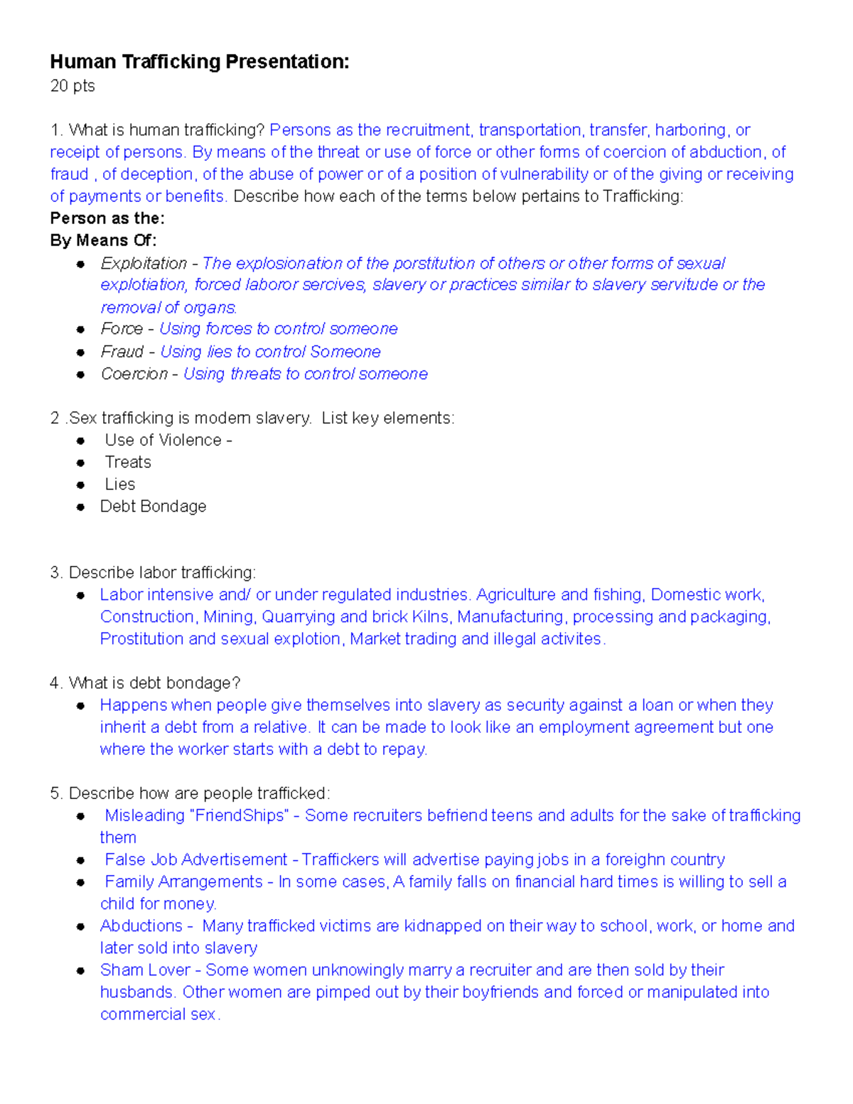 Angelina Clark - Intro to Human Trafficking PPT notes - Human ...