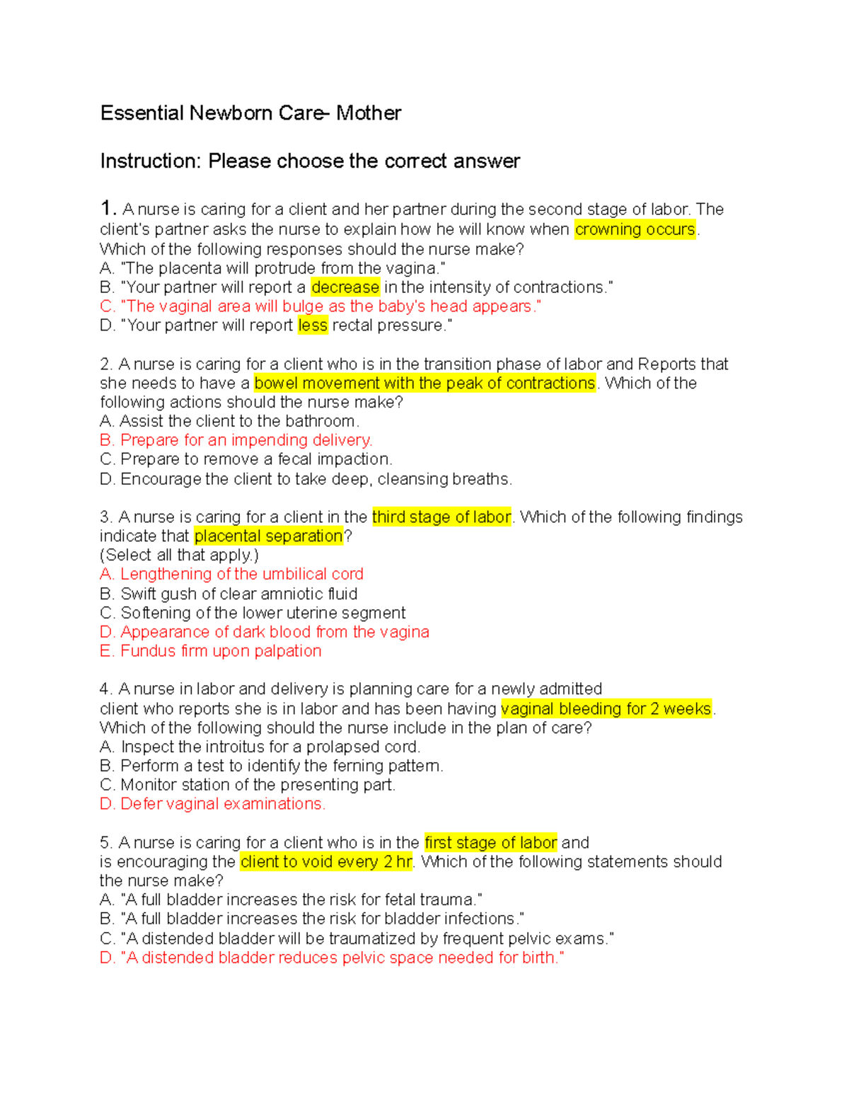 EINC QUIZ SL Answer KEY ...