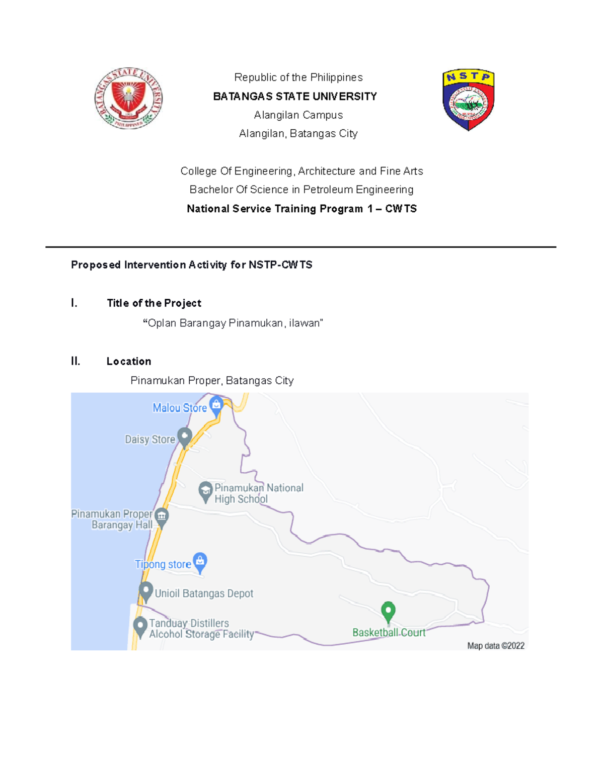 Community- Project- Proposal CWTS - Republic of the Philippines ...