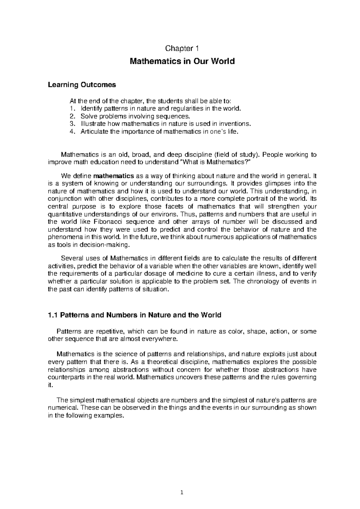 GEC4 Mathematics in the Modern World Chapter 1 - Chapter 1 Mathematics ...
