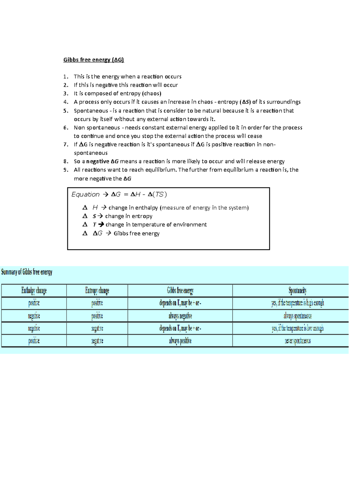 Gibbs Free Energy and Energetics of Reactions - Studocu