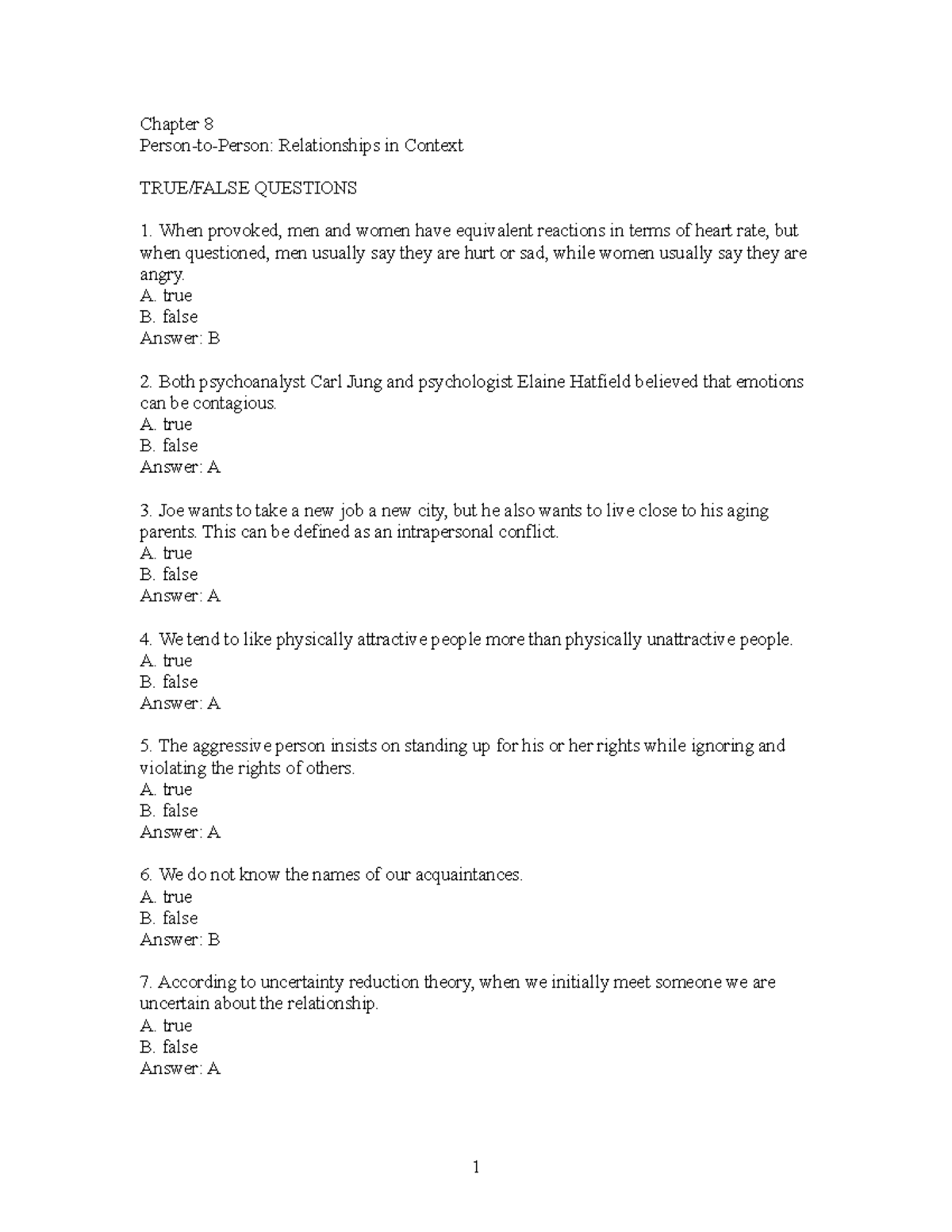 Oral chapter 8 - Chapter 8 Person-to-Person: Relationships in Context ...