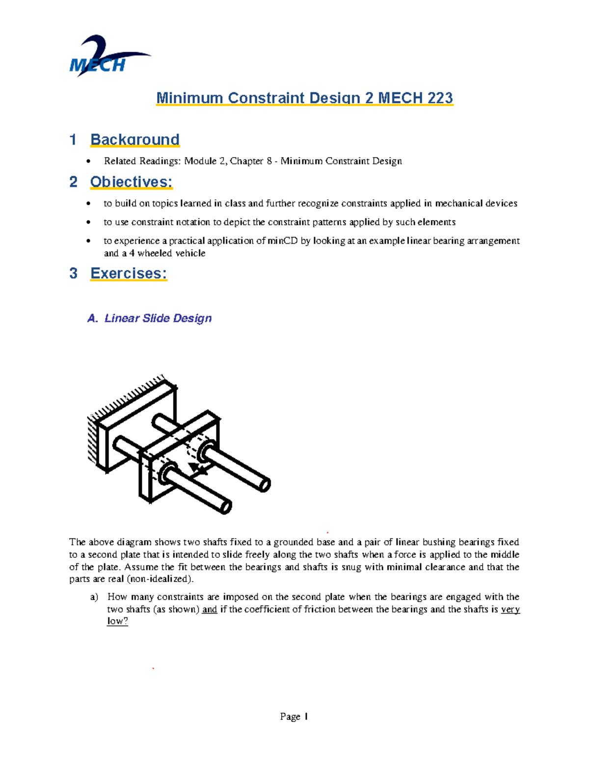 T11-Min CD 2 - Notes - Page 1 Minimum Constraint Design 2 MECH 2 23 1 ...