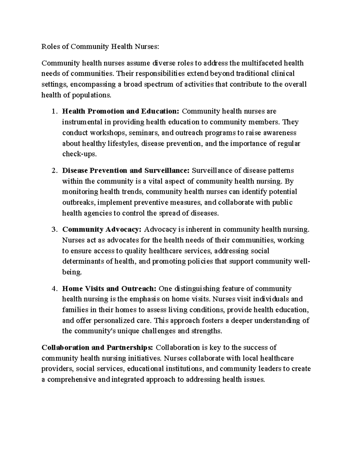 Roles of Community Health Nurses - Roles of Community Health Nurses ...